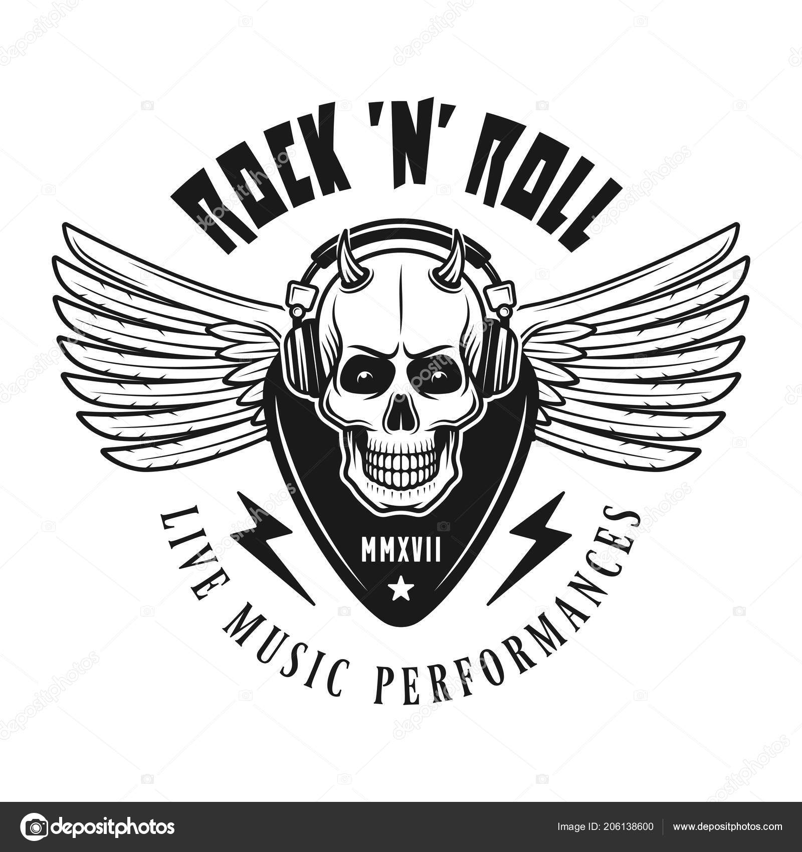 Skull with wings heavy metal vector music emblem Stock Vector Image by ...