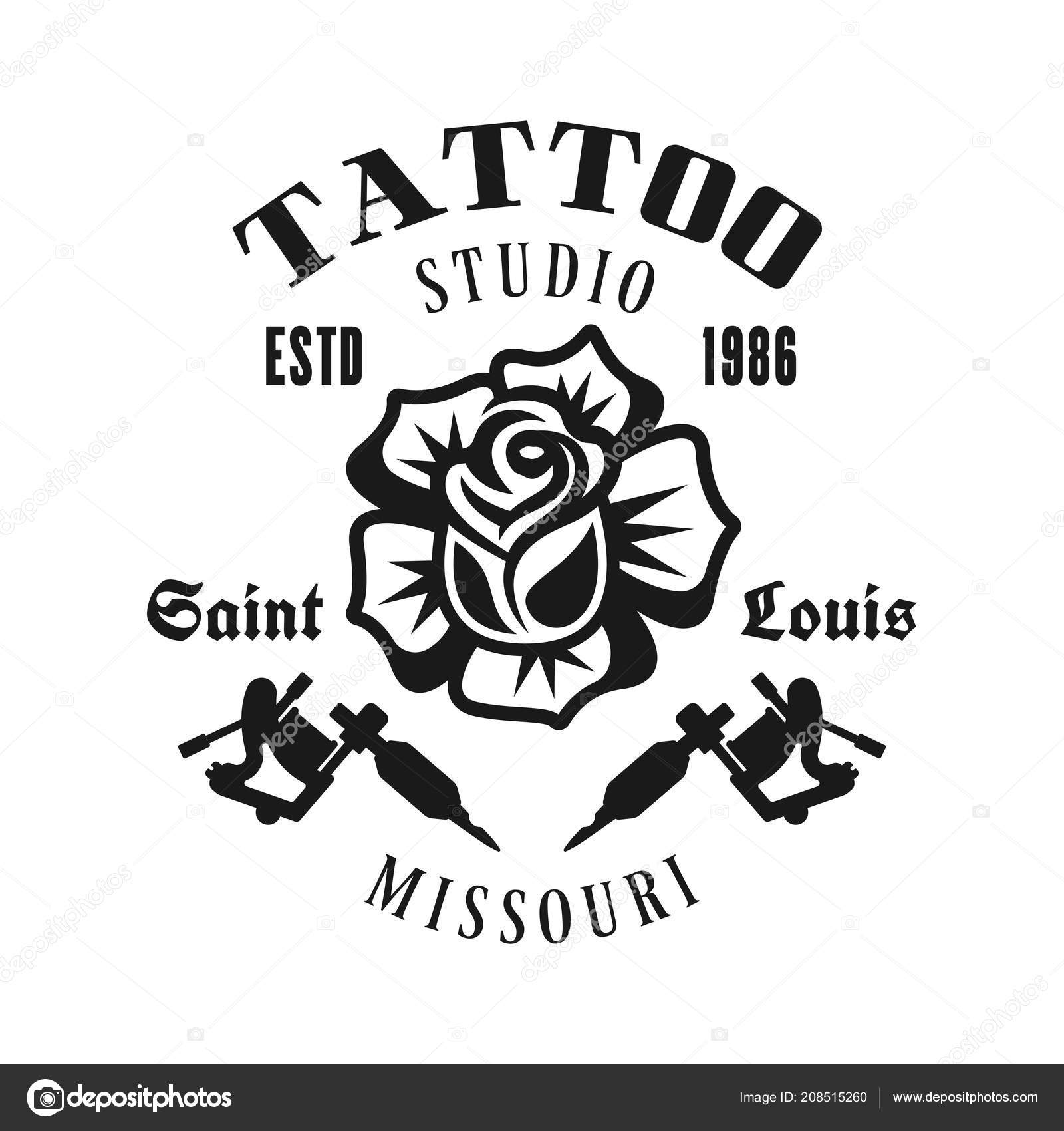 Tattoo studio vector vintage emblem with rose Stock Vector Image by ...