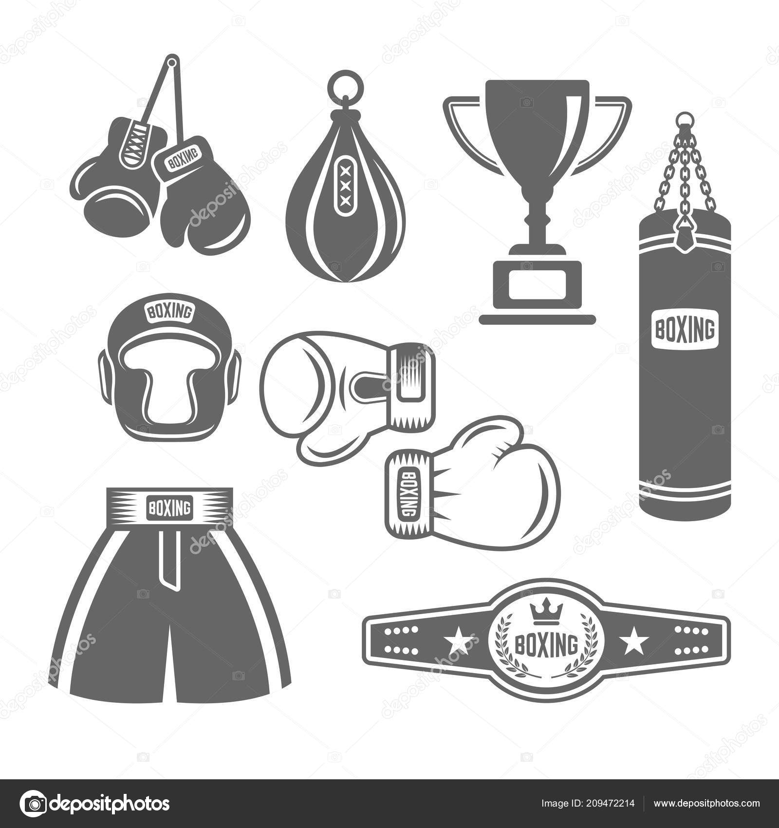 Boxing equipment vector monochrome design elements Stock Vector Image ...