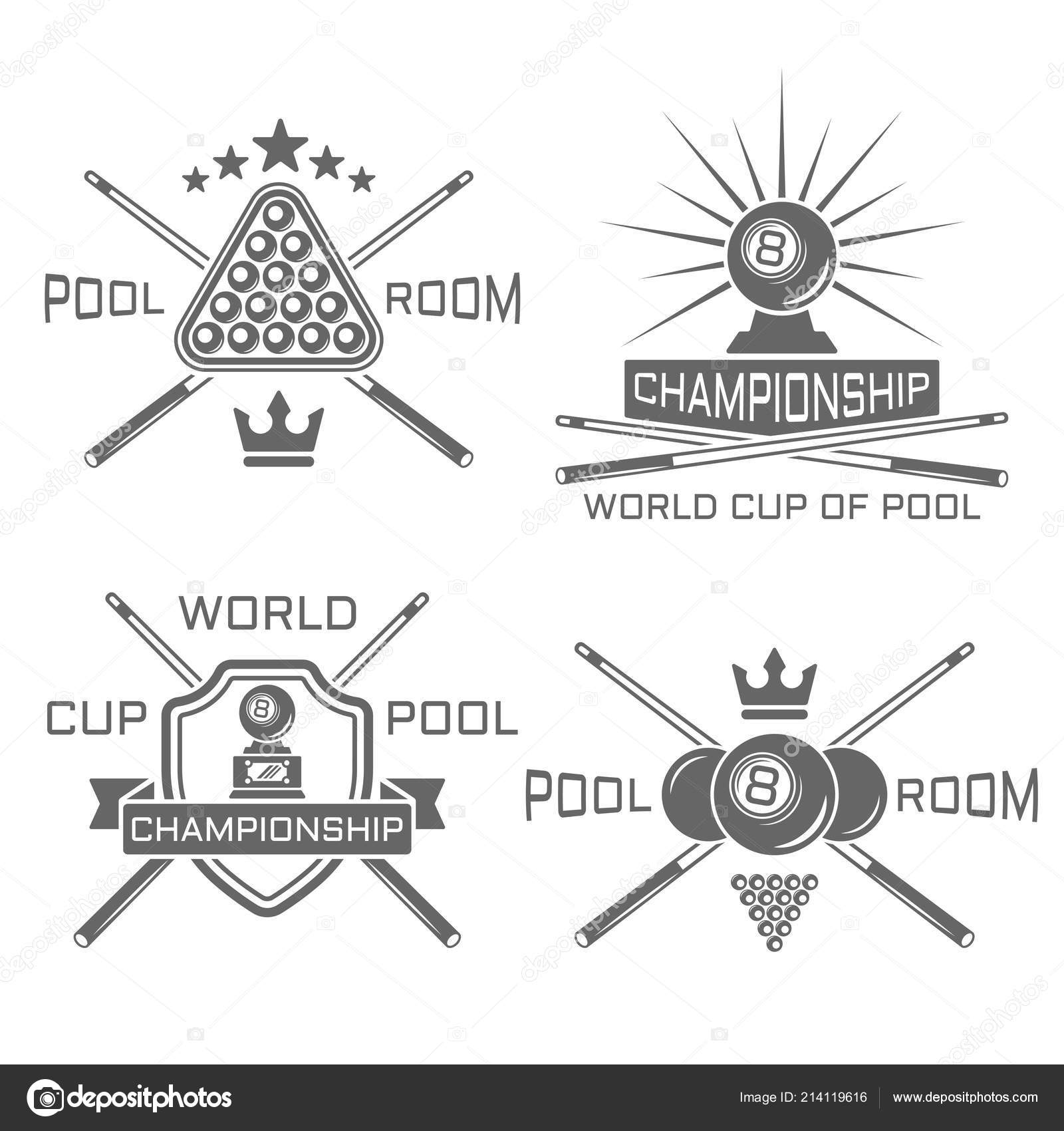 Pool room set of monochrome vector emblems Stock Vector by ©Flat_Enot ...