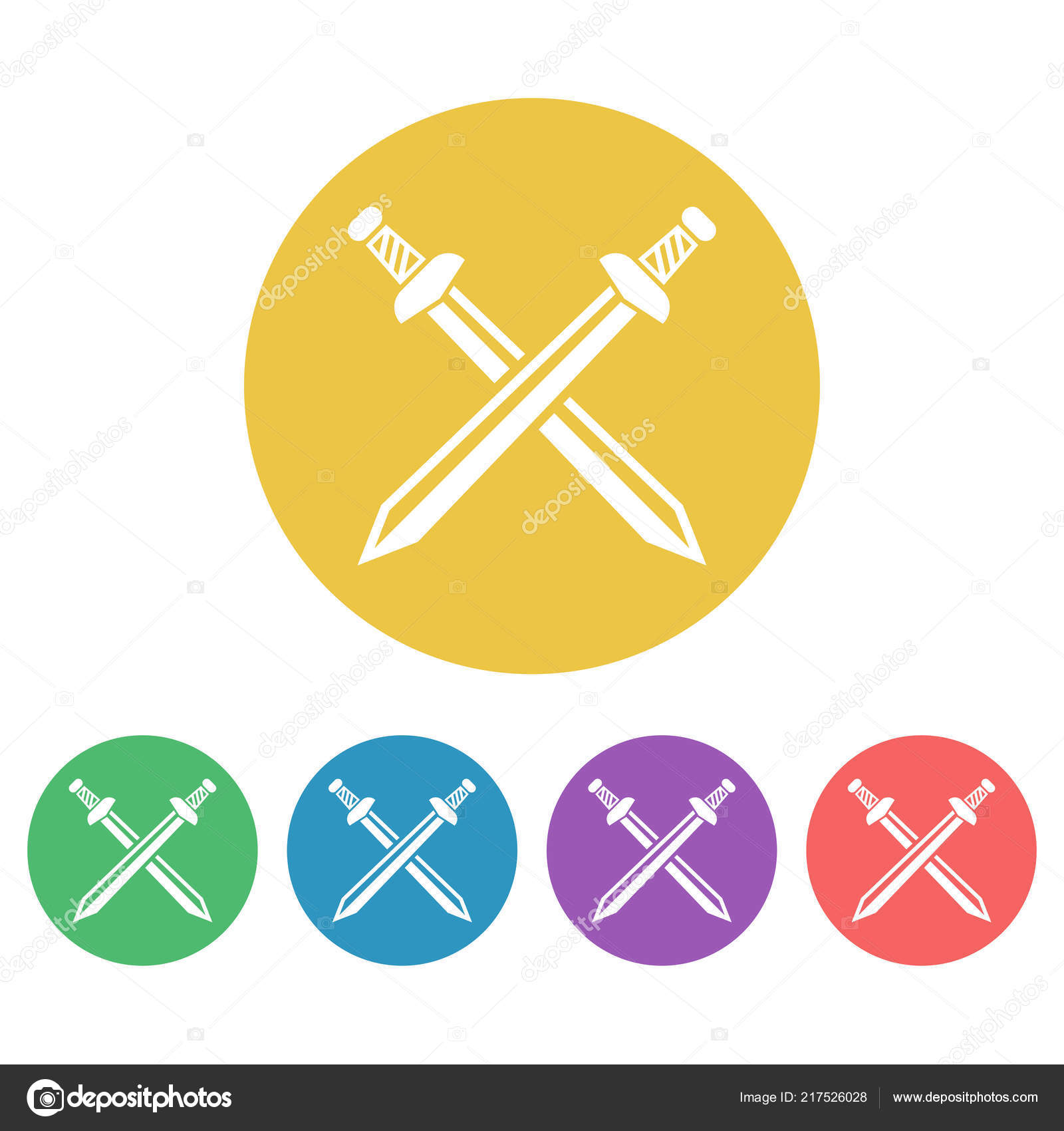 Swords set of vector colored round icons Stock Vector by ©Flat_Enot ...