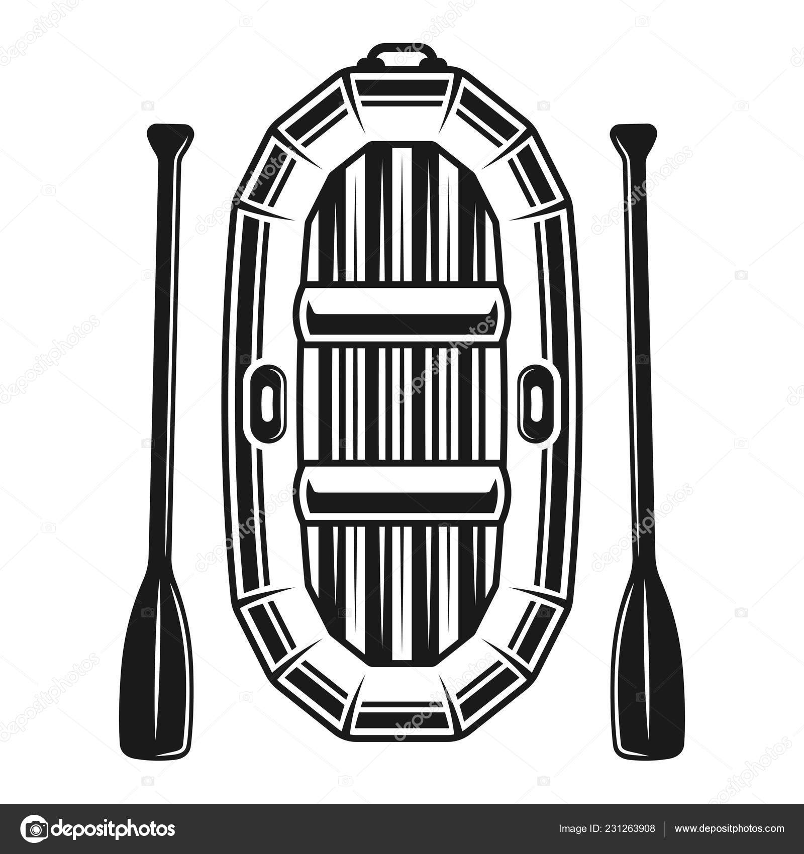 Inflatable boat for rafting, paddles vector object Stock Vector by ...
