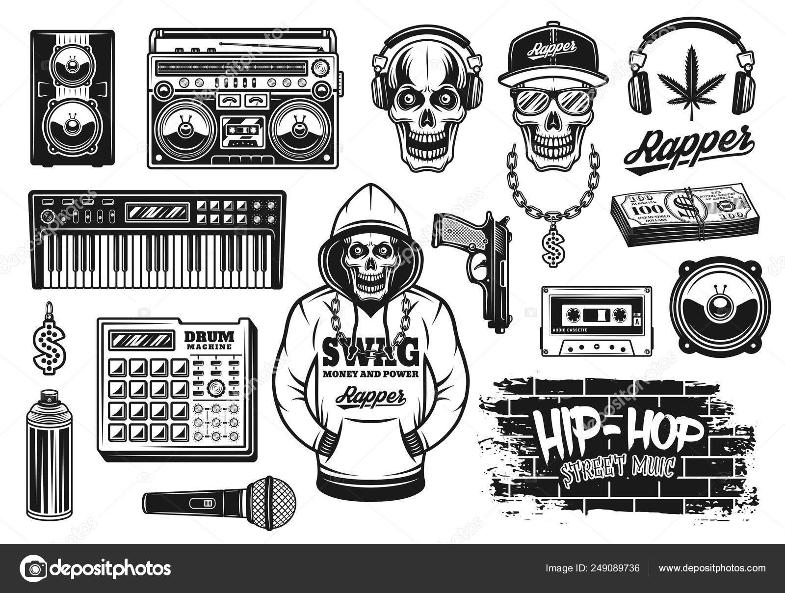 Rap and hip hop music attributes vector objects Stock Vector by ©Flat ...