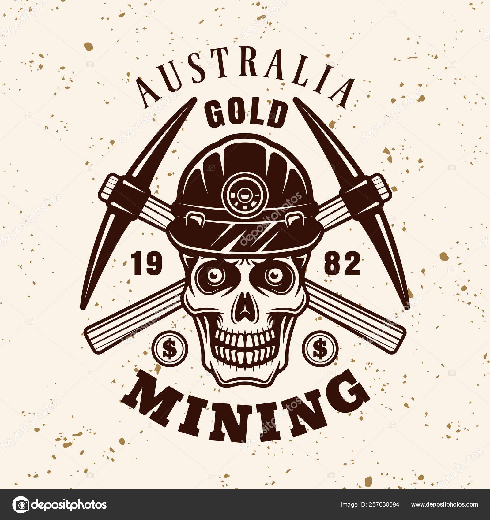 Gold miner skull and pickaxes vector emblem Stock Vector Image by ©Flat ...