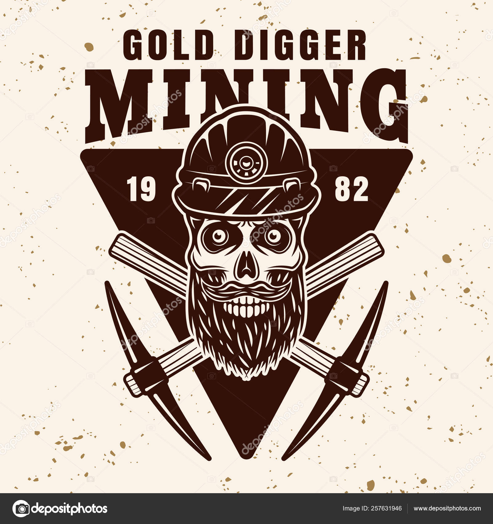 Skull of gold digger in helmet and pickaxes vector Stock Vector Image ...