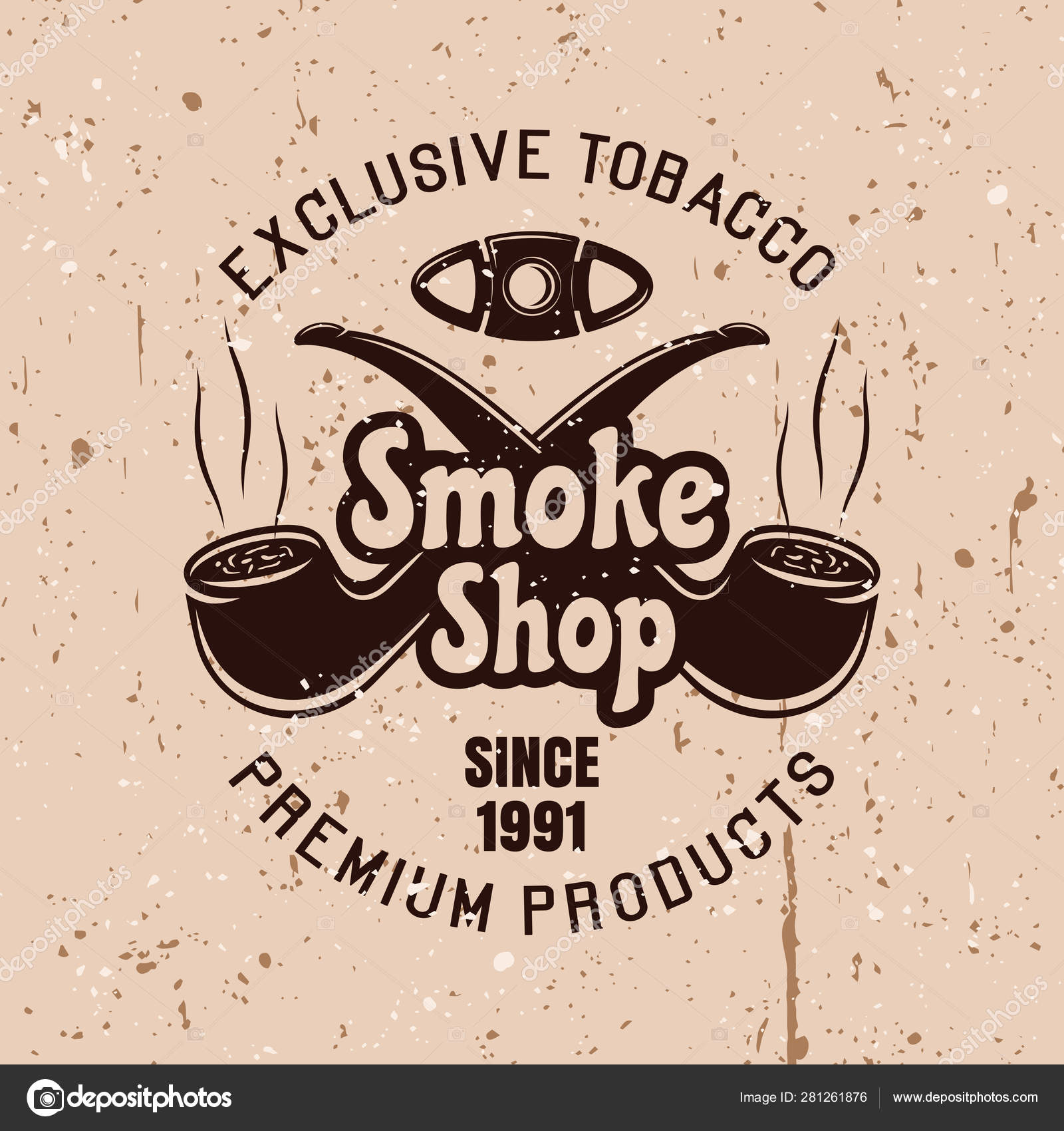 Smoke shop vector emblem with two smoking pipes Stock Vector Image by ...