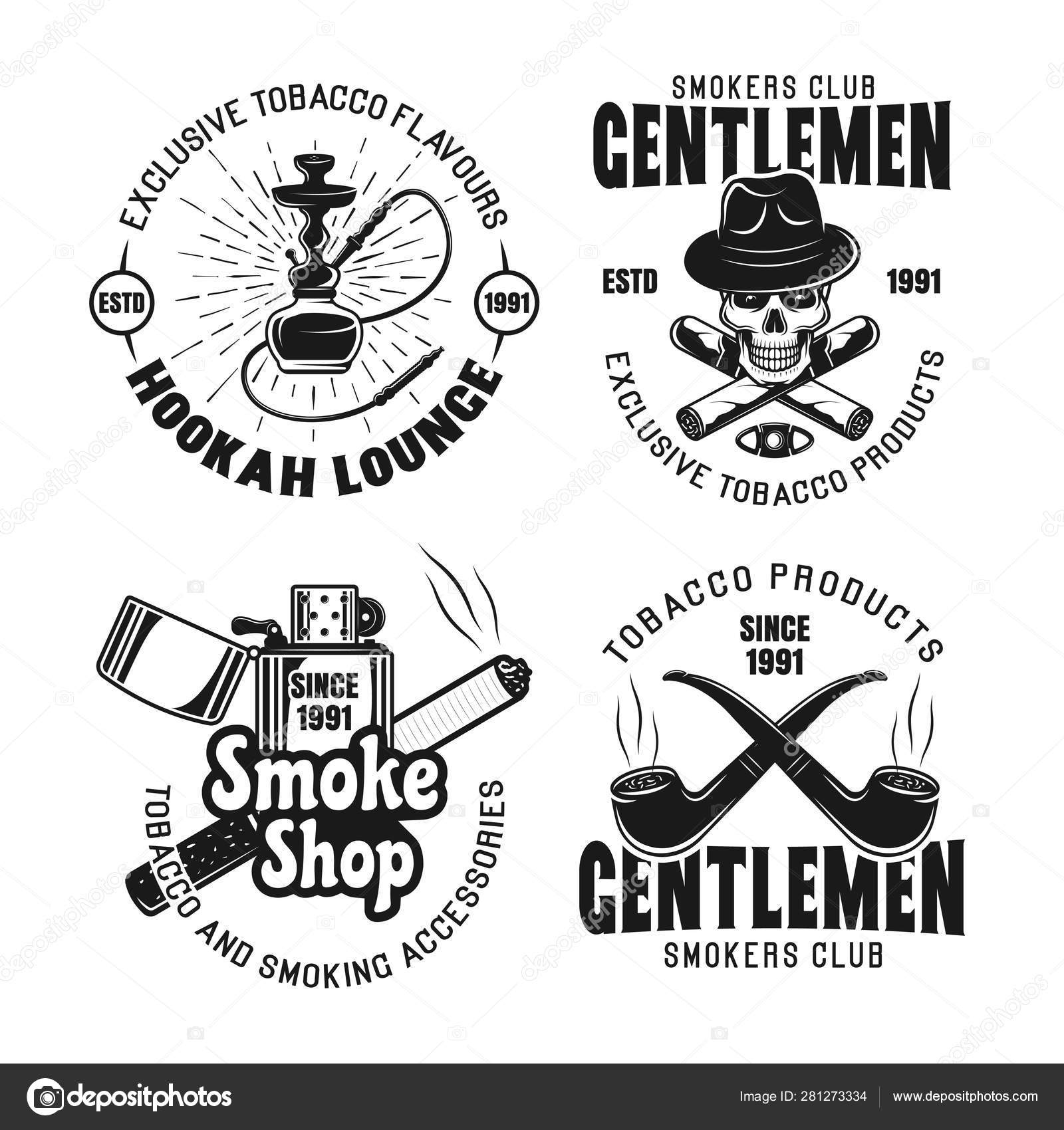 Gentleman smokers club, hookah lounge emblems Stock Vector by ©Flat ...
