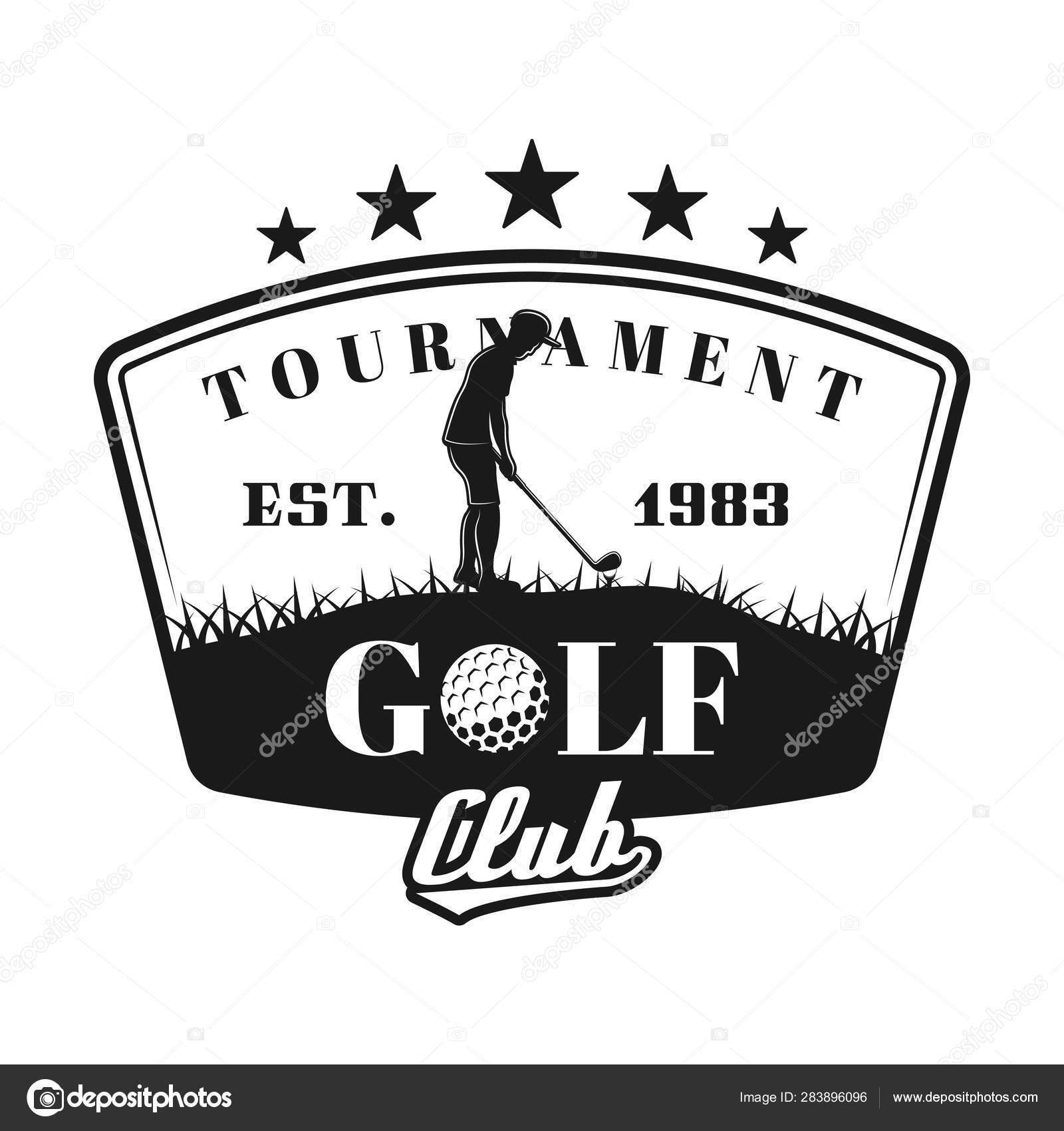 Golf tournament vector shield emblem with golfer Stock Vector Image by ...