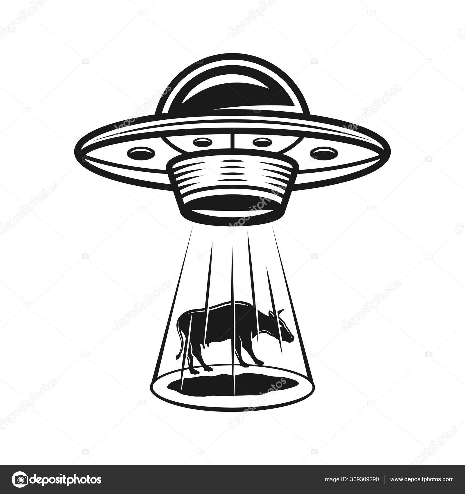 Ufo stealing cow vector black object Stock Vector Image by ©Flat_Enot ...