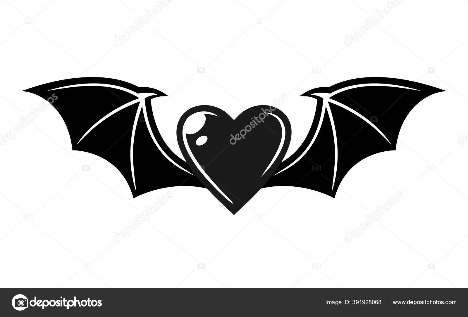 Heart with bat wings vector tattoo style object Stock Vector Image by ...