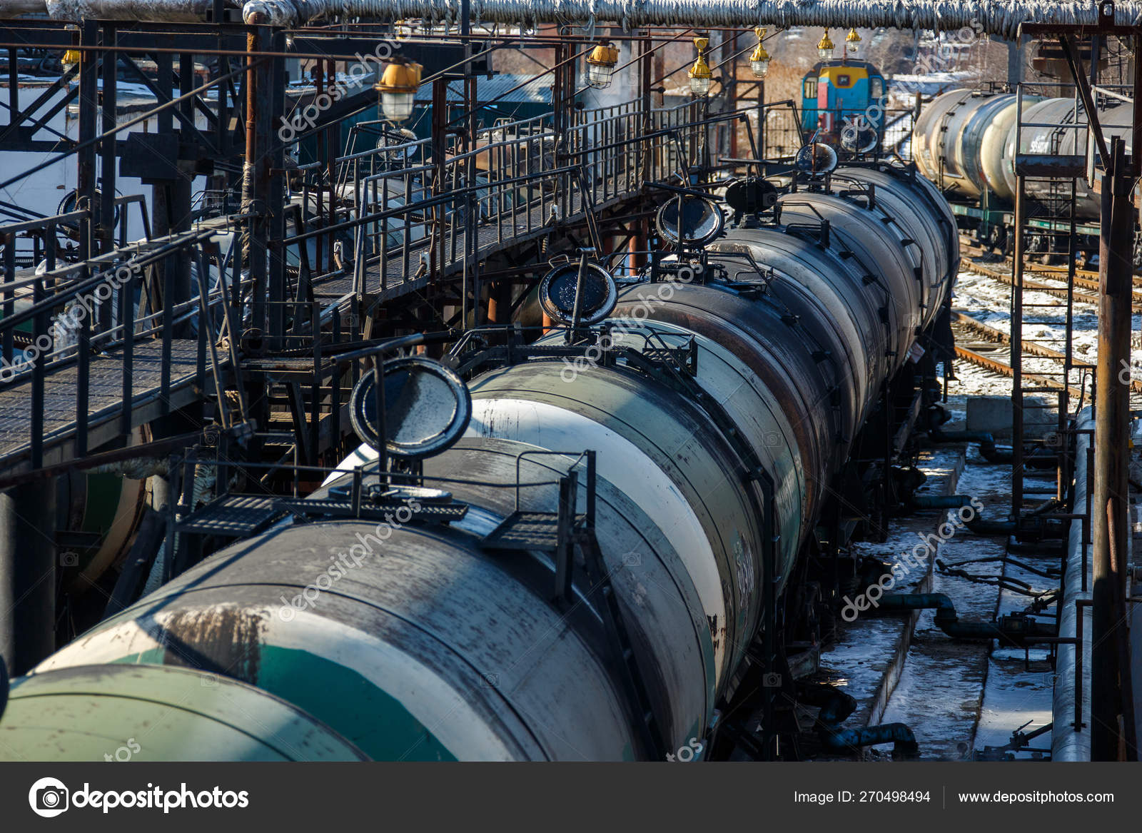 Railway Trains Tanks Transport Petroleum Products Siding – Stock ...