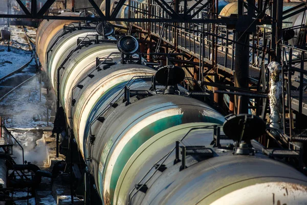 Railway Trains Tanks Transport Petroleum Products Siding – Stock ...