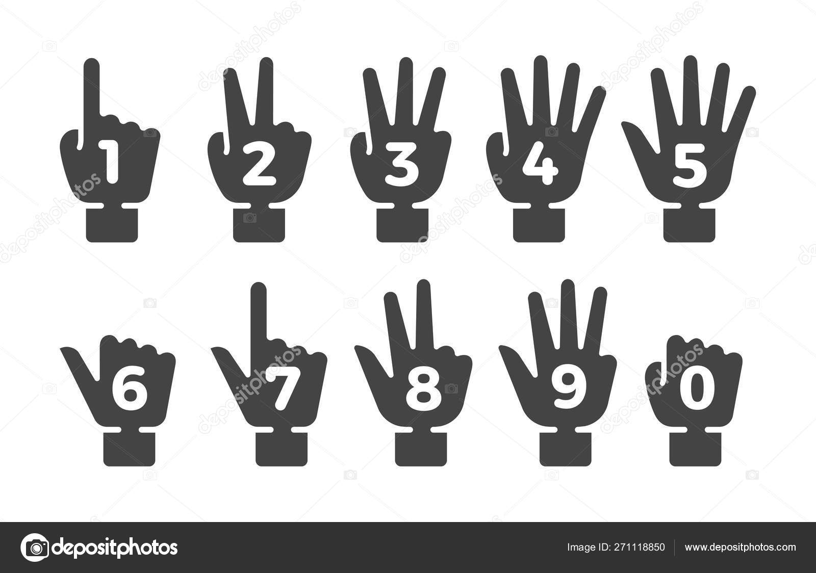 Conjunto Iconos Conteo Dedos Vector Ilustración Vector de stock ...