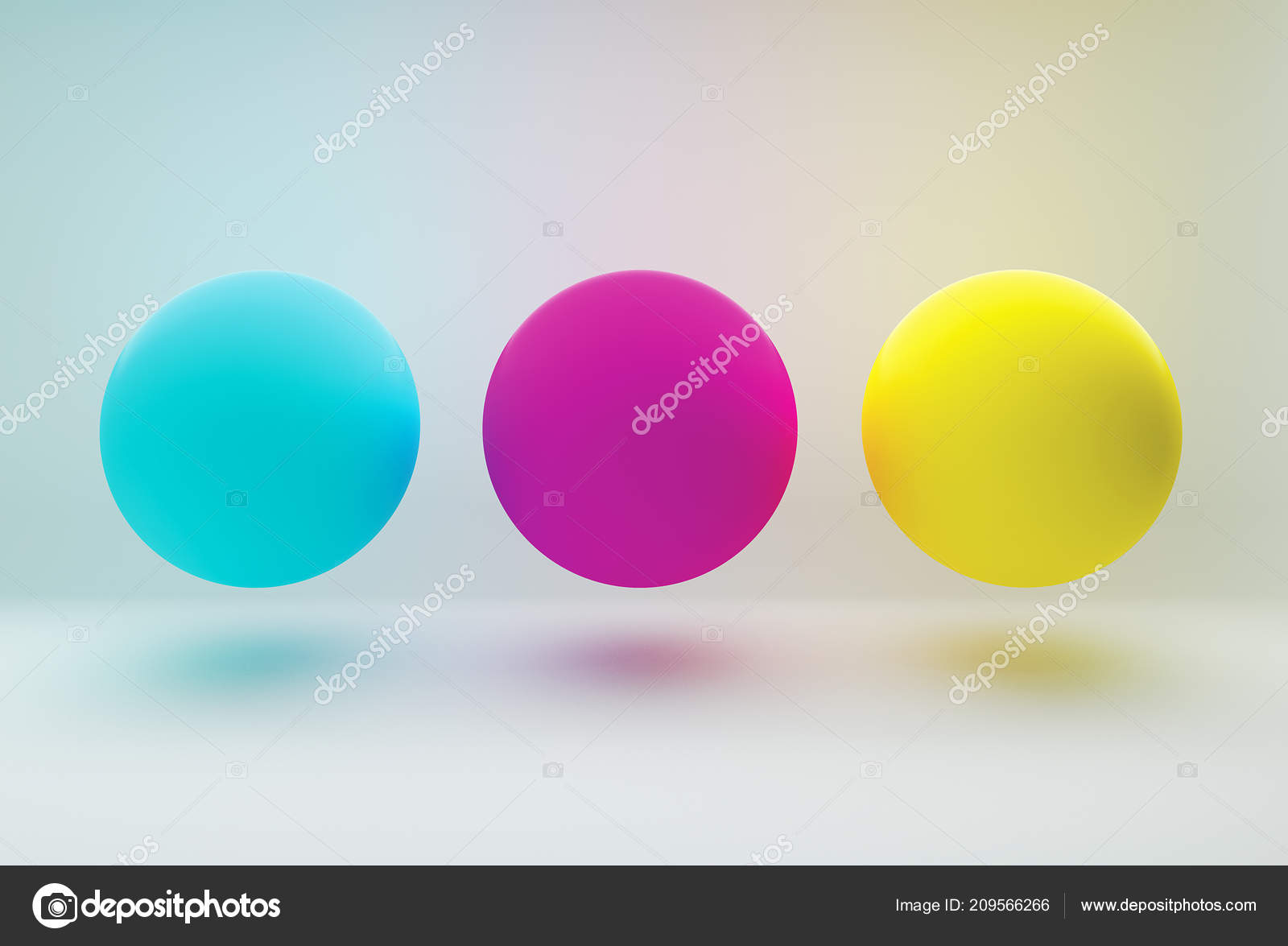 Cmyk Colorful Dots White Background Cyan Magenta Yellow Spheres ...