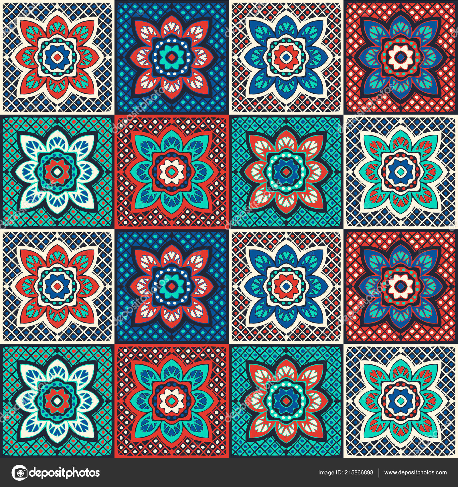 Talavera pattern. Indian patchwork. Azulejos portugal. Turkish ornament. Moroccan tile mosaic ...