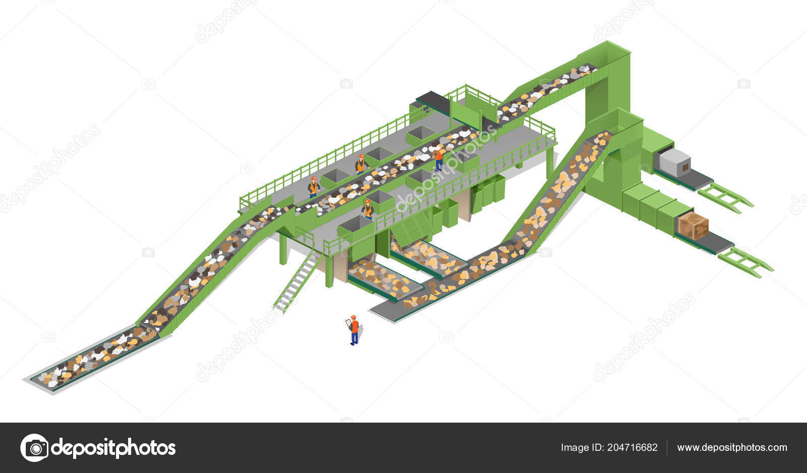 Vector Illustration Isometry Garbage Processing Plant Garbage ...