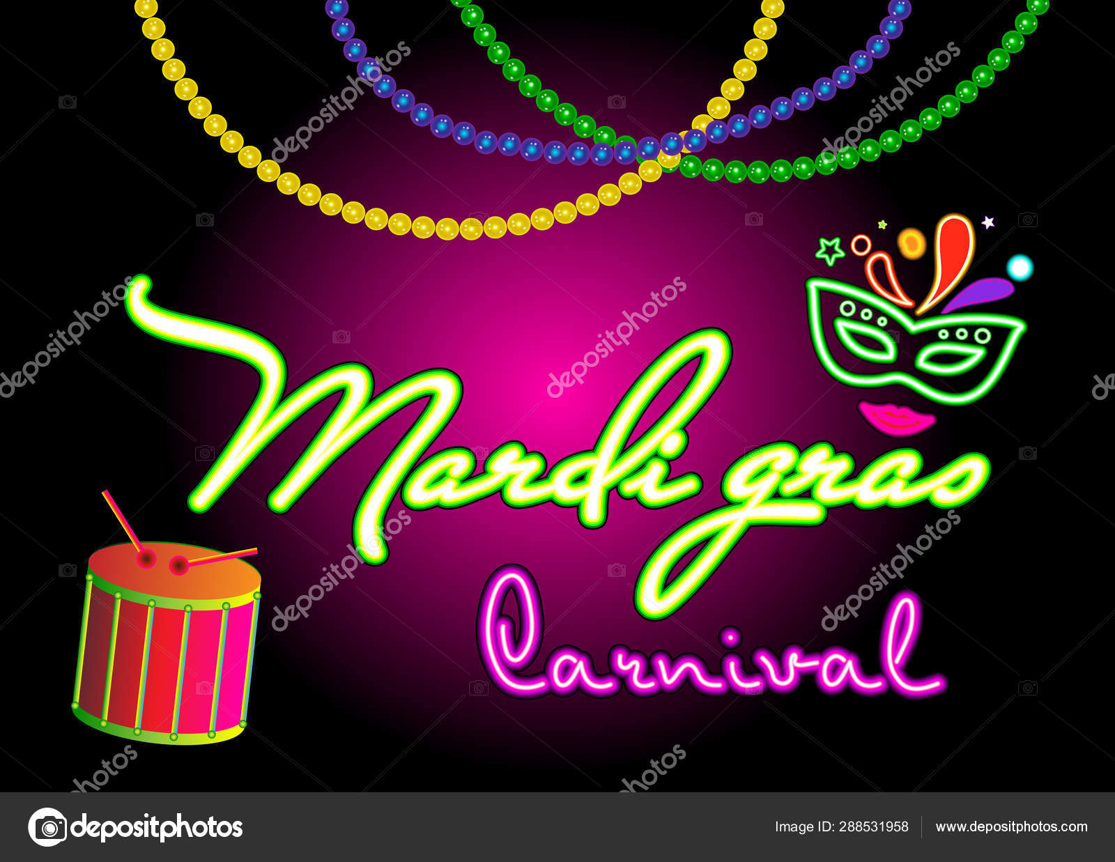 Carnaval mardi gras. Dibujo vectorial Vector de stock #288531958 de ...