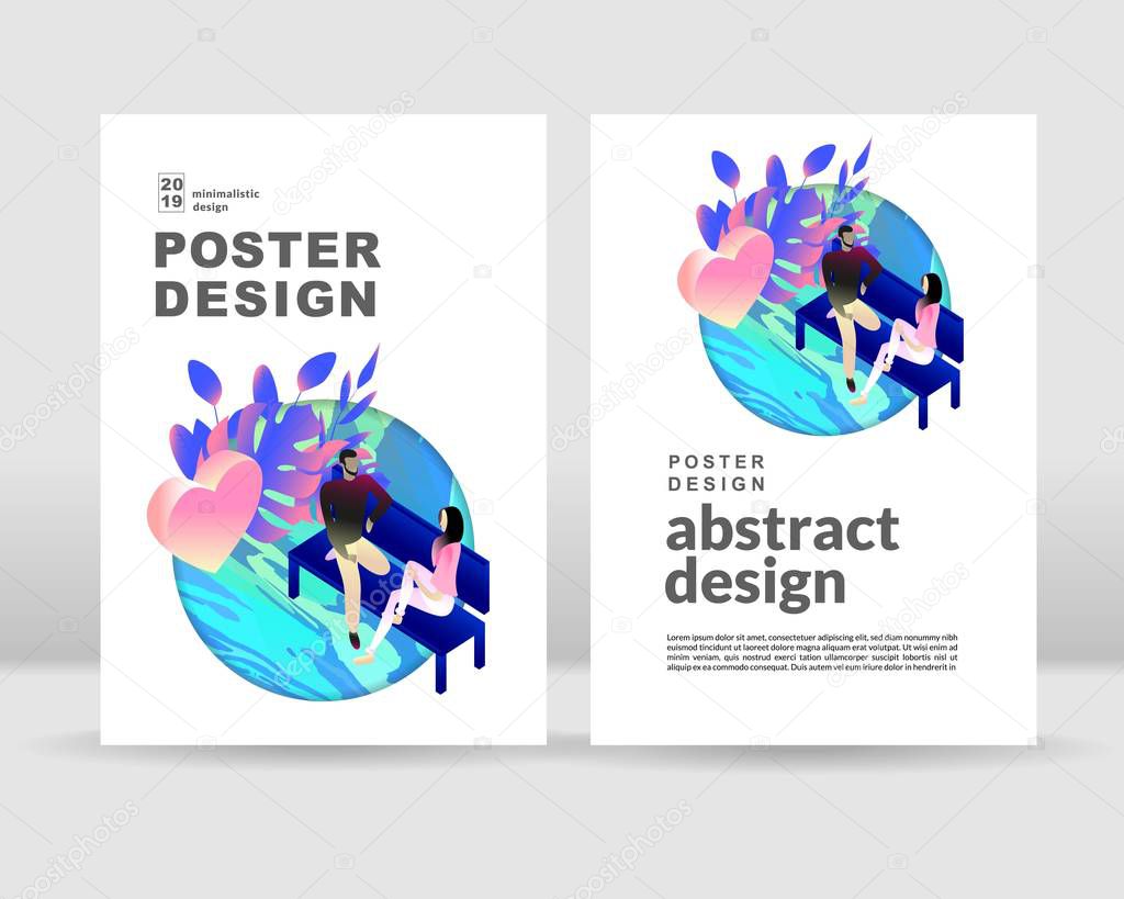 pareja de amor en el concepto de banco. Plantilla de p ster. Se puede utilizar para carteles ...