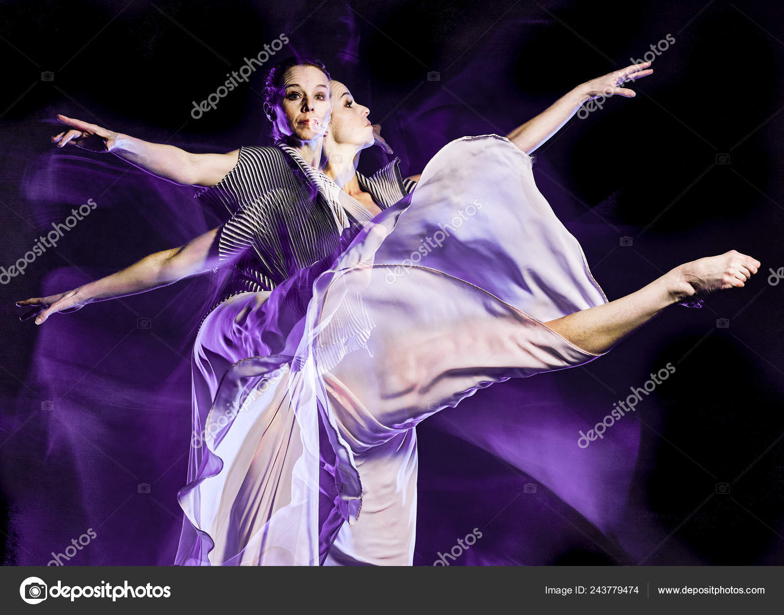 Odern ballet dancer dancing woman isolated black bacground Stock Photo ...