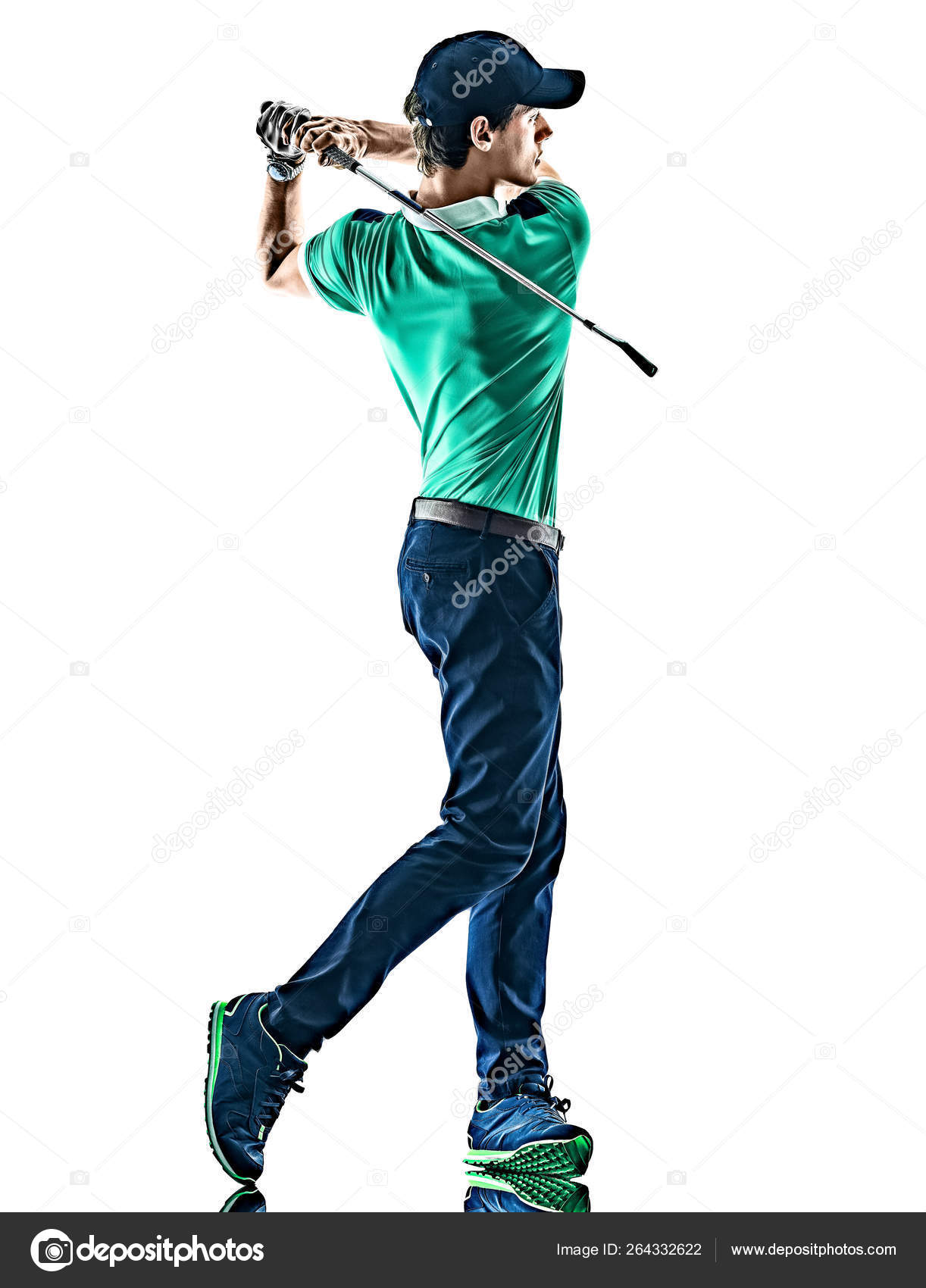 Man Golf golfer golfing isolated white background — Stock Photo ...