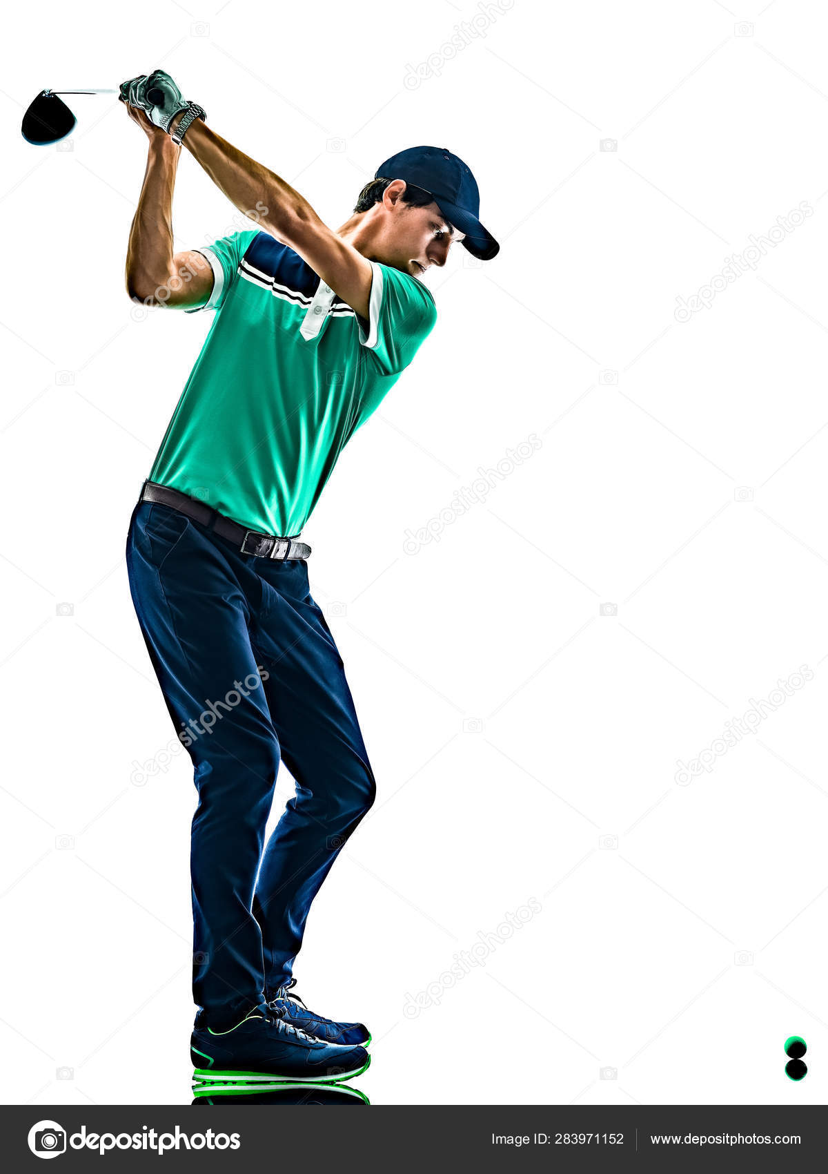 Man Golf golfer golfing isolated white background — Stock Photo ...