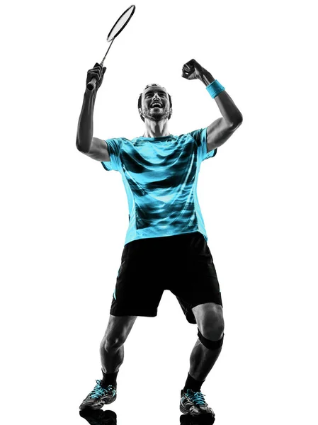 Badminton player man shadow silhouette isolated white background Stock ...