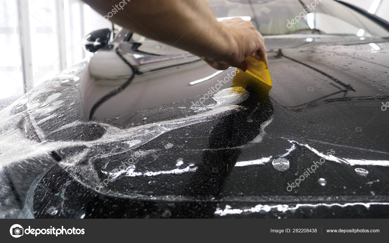 Close Ppf Installation Process Front Headlight Hood Ppf Paint ...