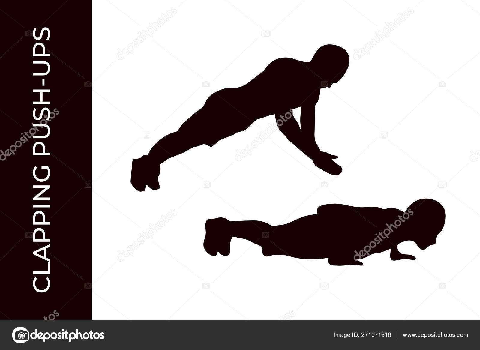Male silhouette doing calisthenics clapping push-ups exercise Stock ...