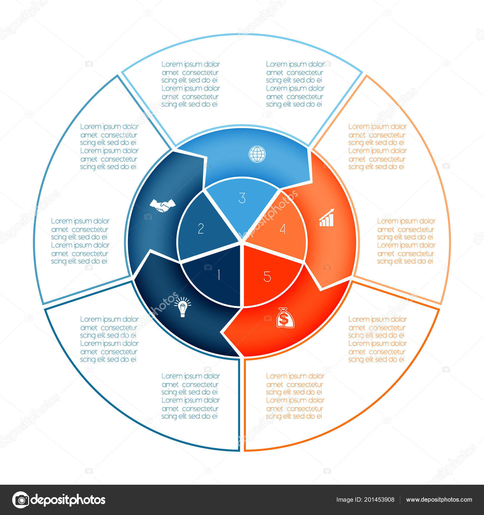 Ring Arrows Infographic Chart Template Presentation Options Circle ...