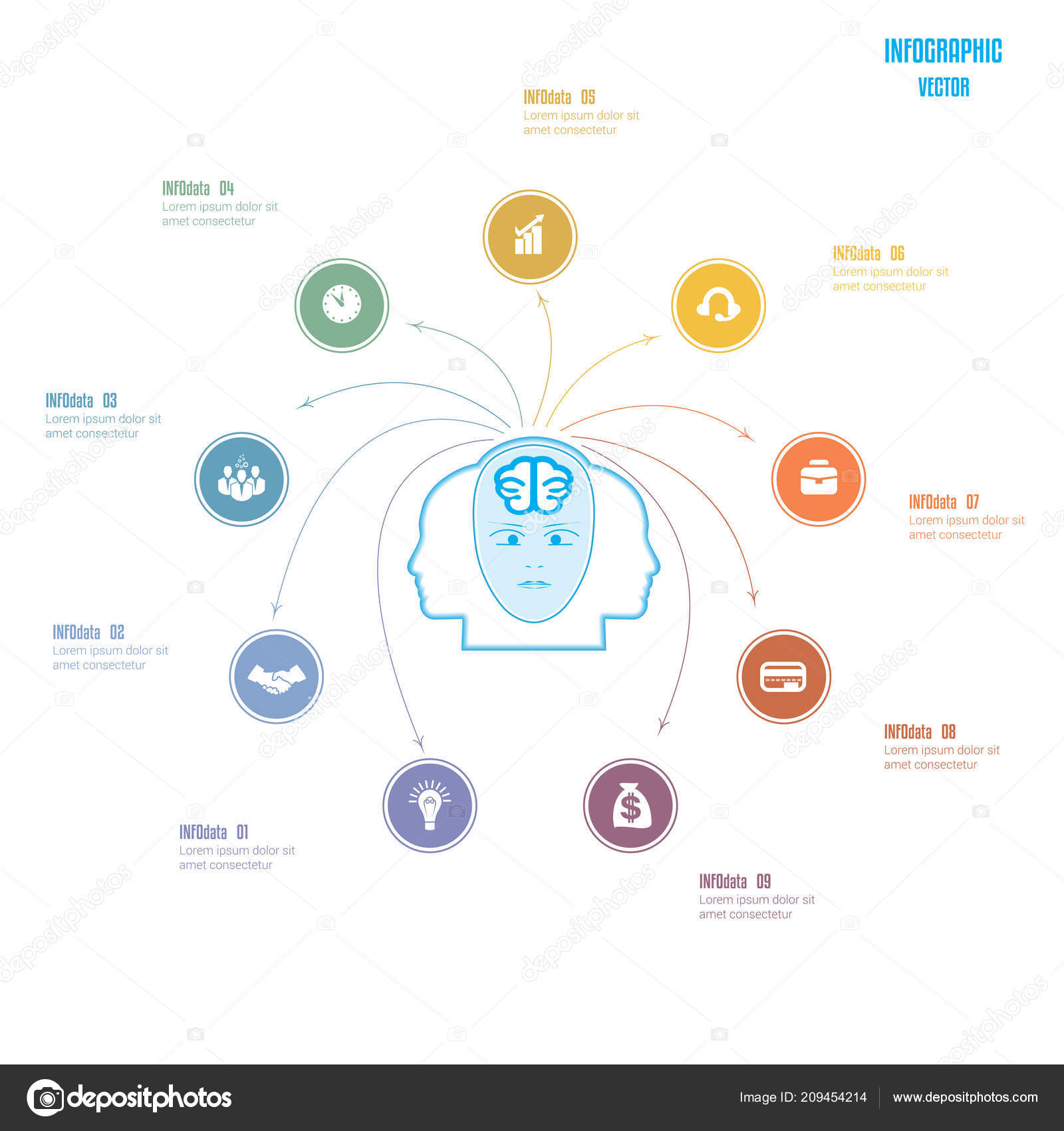 Elements Template Brain Storm Infographics Business Concept Options ...