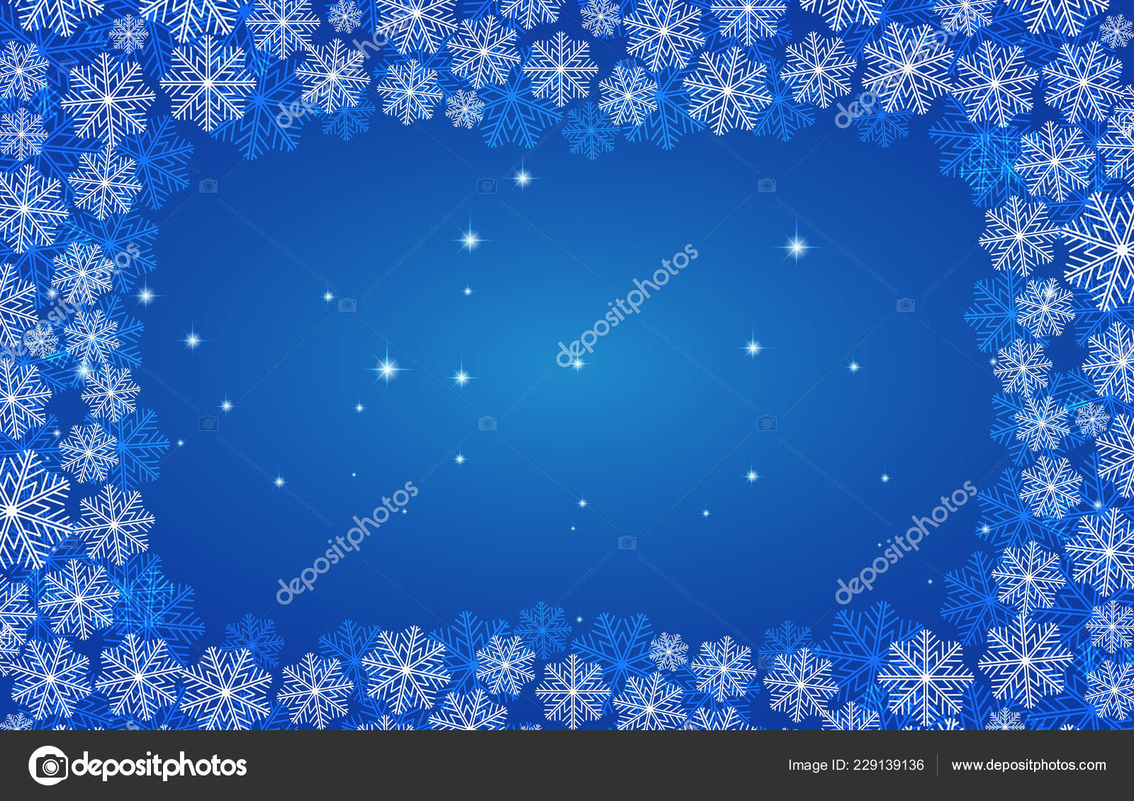 Snowflakes Border Blizzard Snowfall Snow Sky Night Blue Background ...