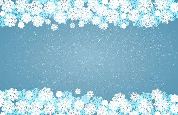 Snowflakes Border Blizzard Snowfall Snow Sky Night Blue Background ...
