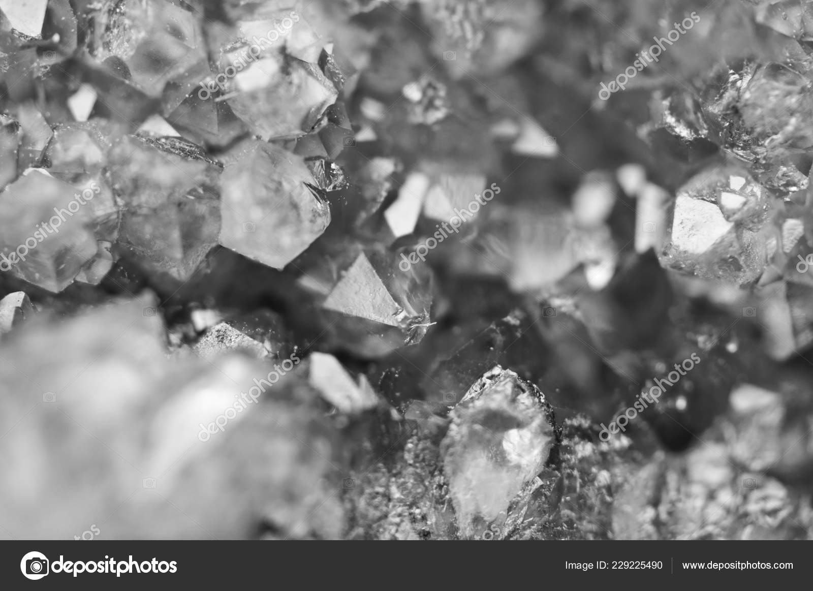 Black White Background Crystals Surface Macro Closeup Stock Photo by ...