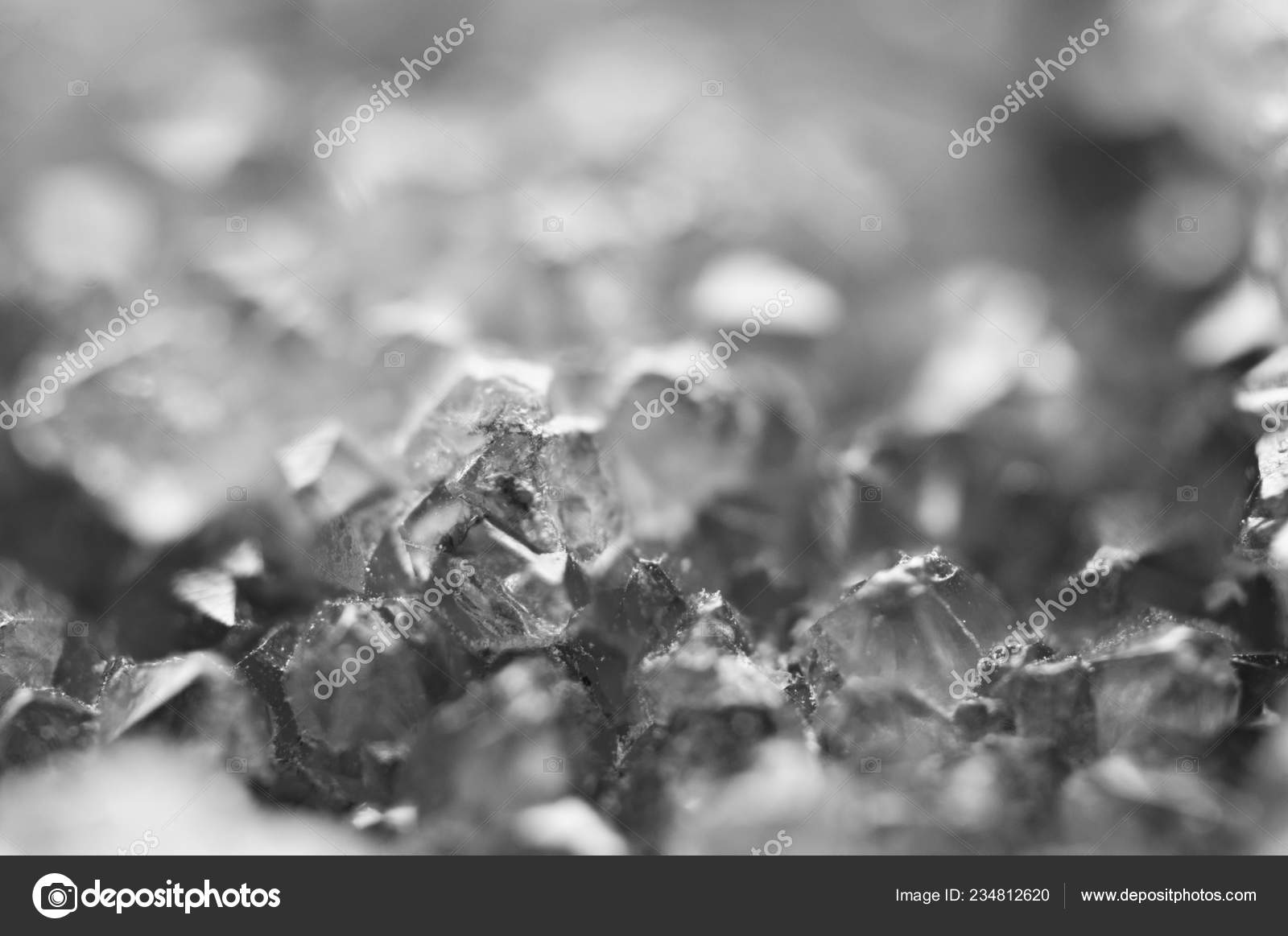 Black White Photograph Structure Surface Crystals Close Blurred ...