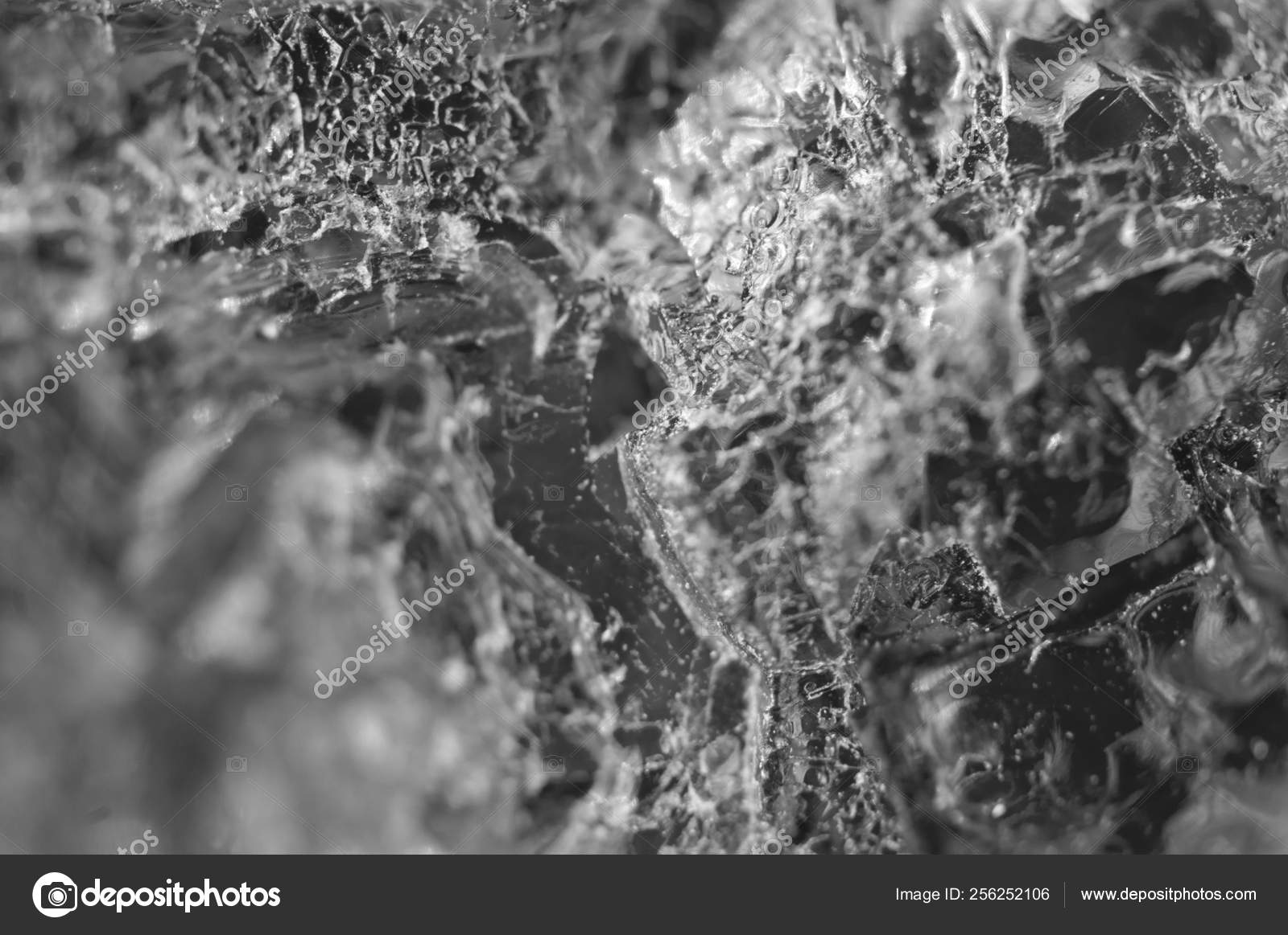 Black and white photo, texture from natural crystal. Macro. Stock Photo ...
