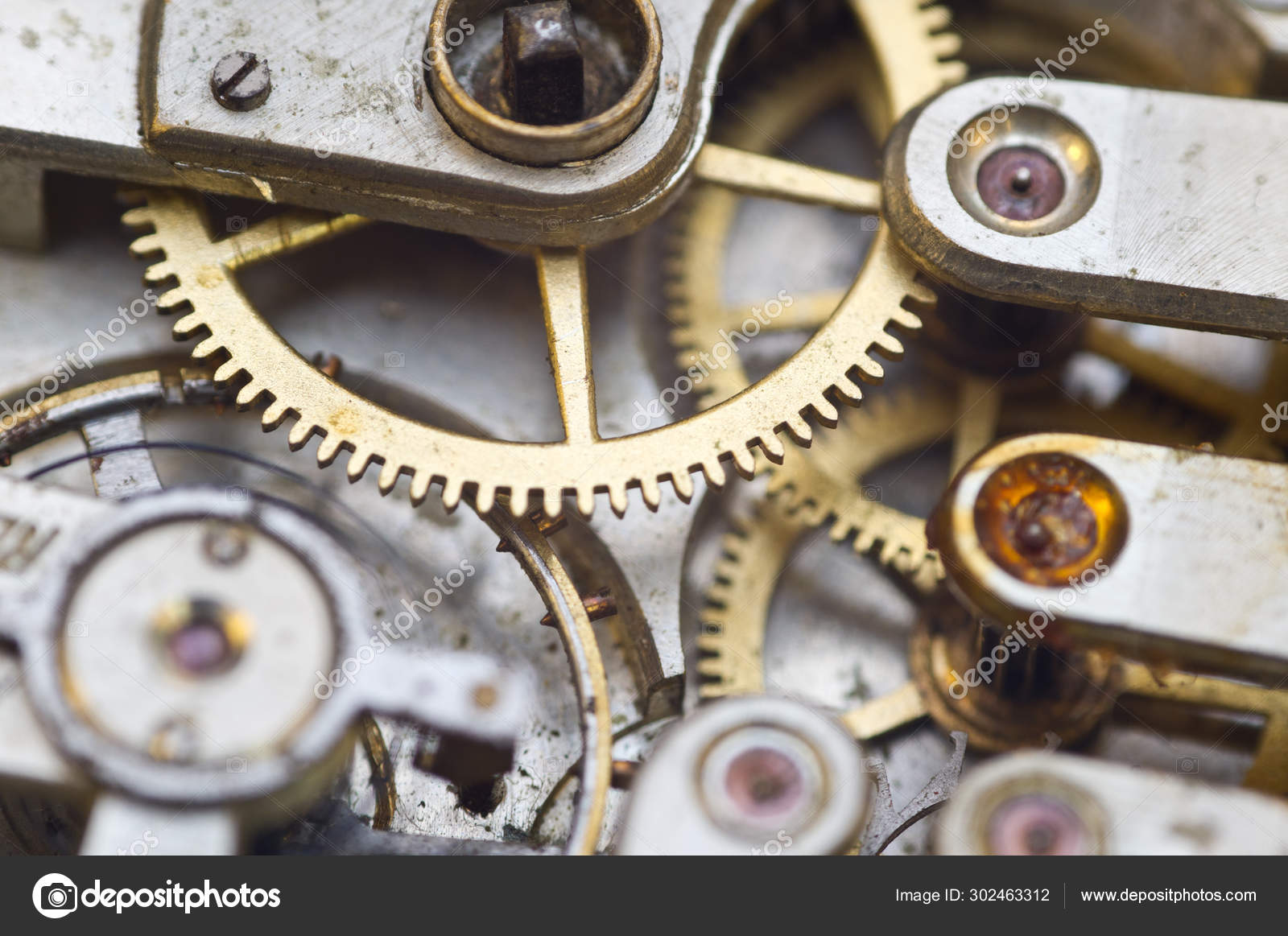 Clockwork, gears in an old watch. Teamwork concept, idea, techno Stock ...