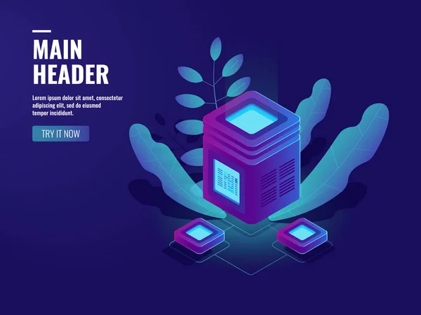 Server Room Isometric Big Data Processing Cloud Storage Blockchain ...