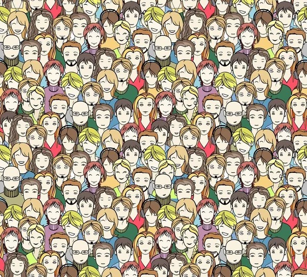 Seamless Pattern Crowd People Vector Illustration Hand Drawn People ...