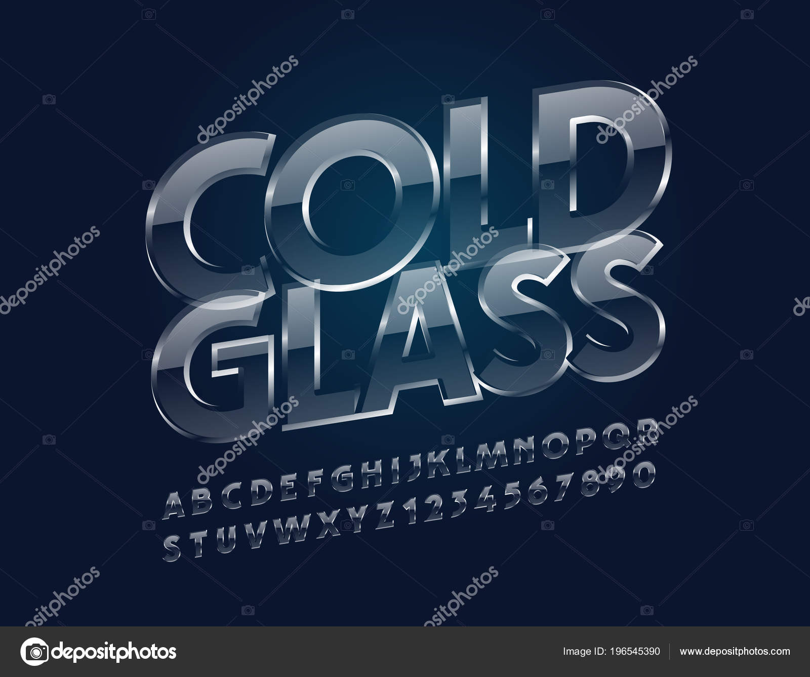 Vector Transparent Cold Glass Font Glossy Ice Alphabet Letters Numbers ...