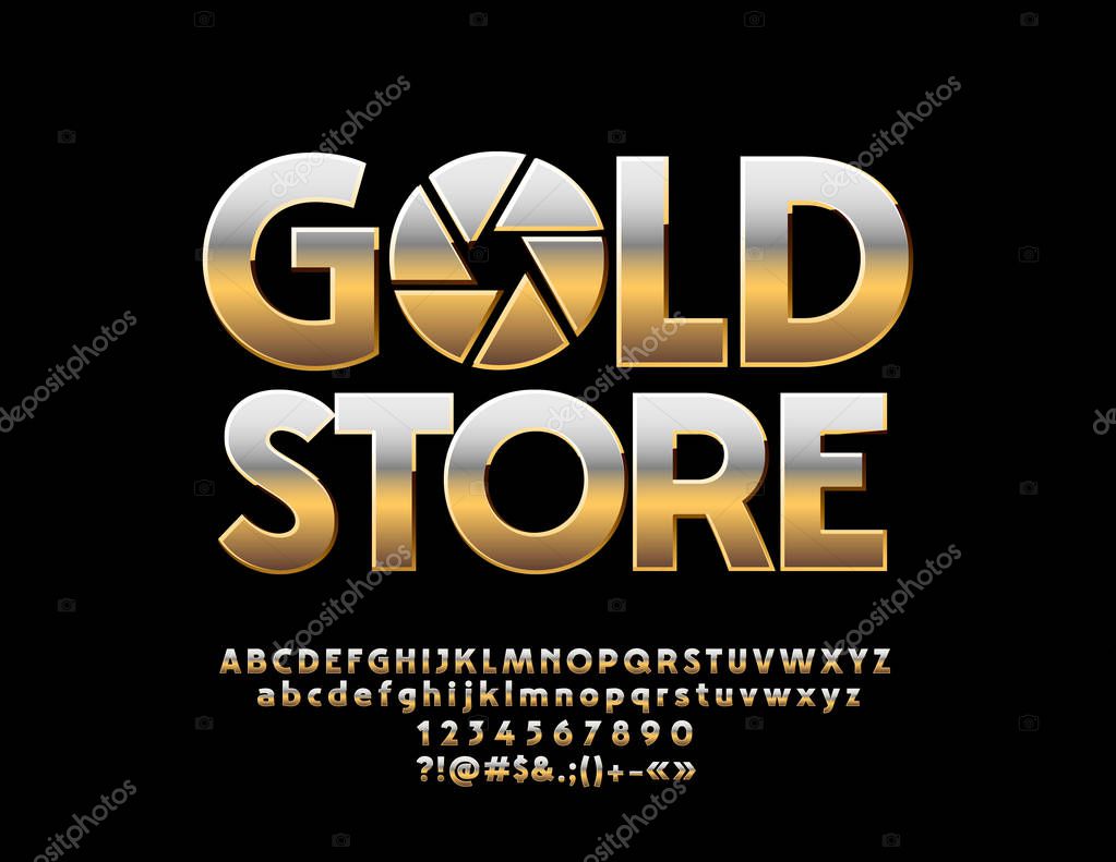 Vector Fantastic Gold Store Logo. Fuente reflectante de lujo. Chic ...