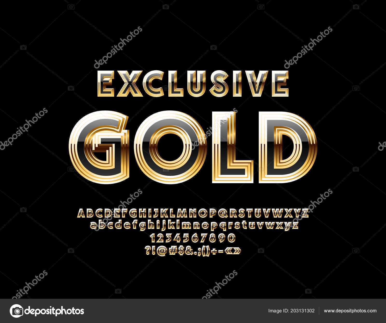 Vector Exclusive Gold Luxury Font Elegant Chic Black Alphabet Letters ...