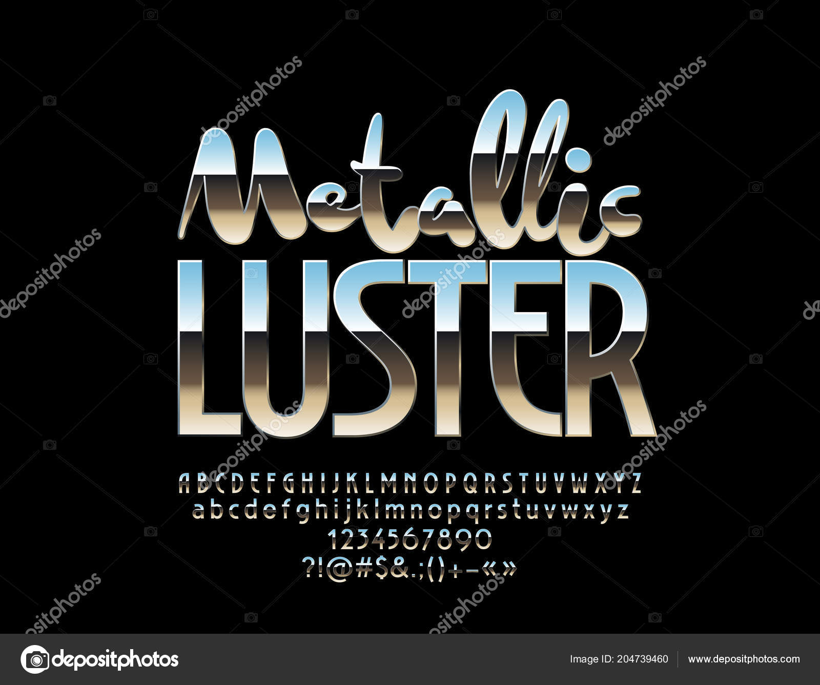 Vector Metallic Mirror Effect Font Reflective Silver Luxury Alphabet ...