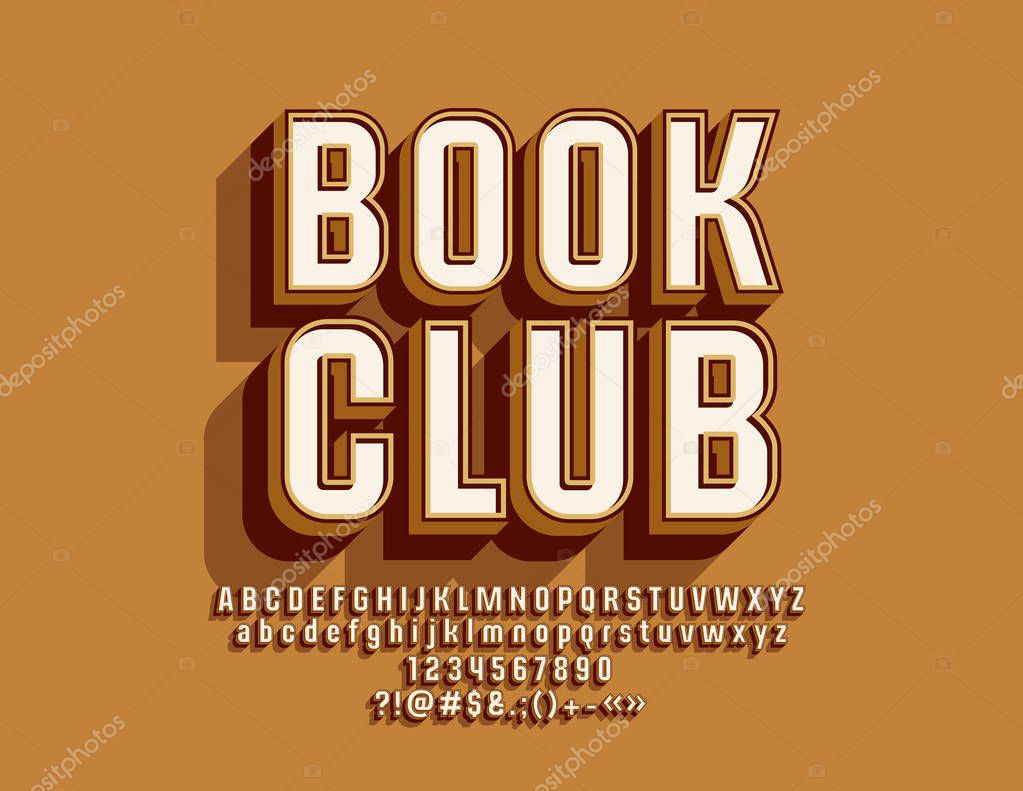 Vector elegante Sign Book Club. Cool Font. Letras, números y símbolos ...