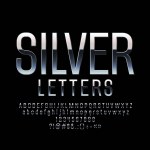 Silver Glossy Font Vector Set Steel Alphabet Letters Numbers Symbols ...