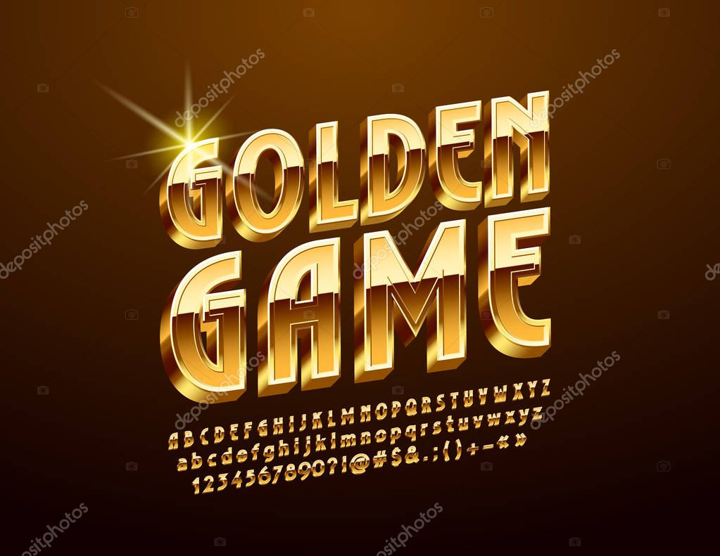Vector de lujo Emblema Golden Game. Elegante fuente 3D brillante ...