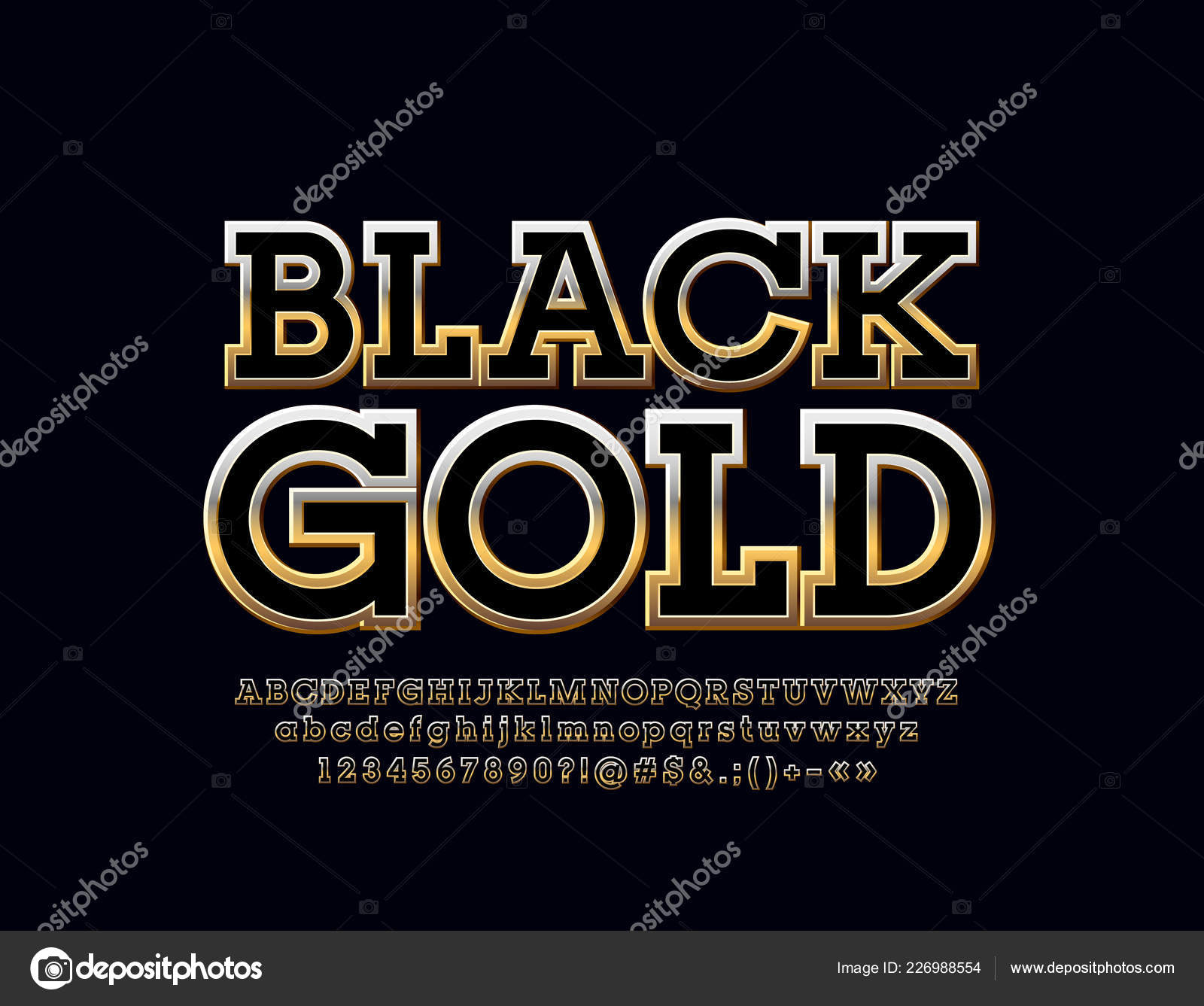 Vector Black Gold Alphabet Letters Numbers Symbols Royal Elegant Font ...