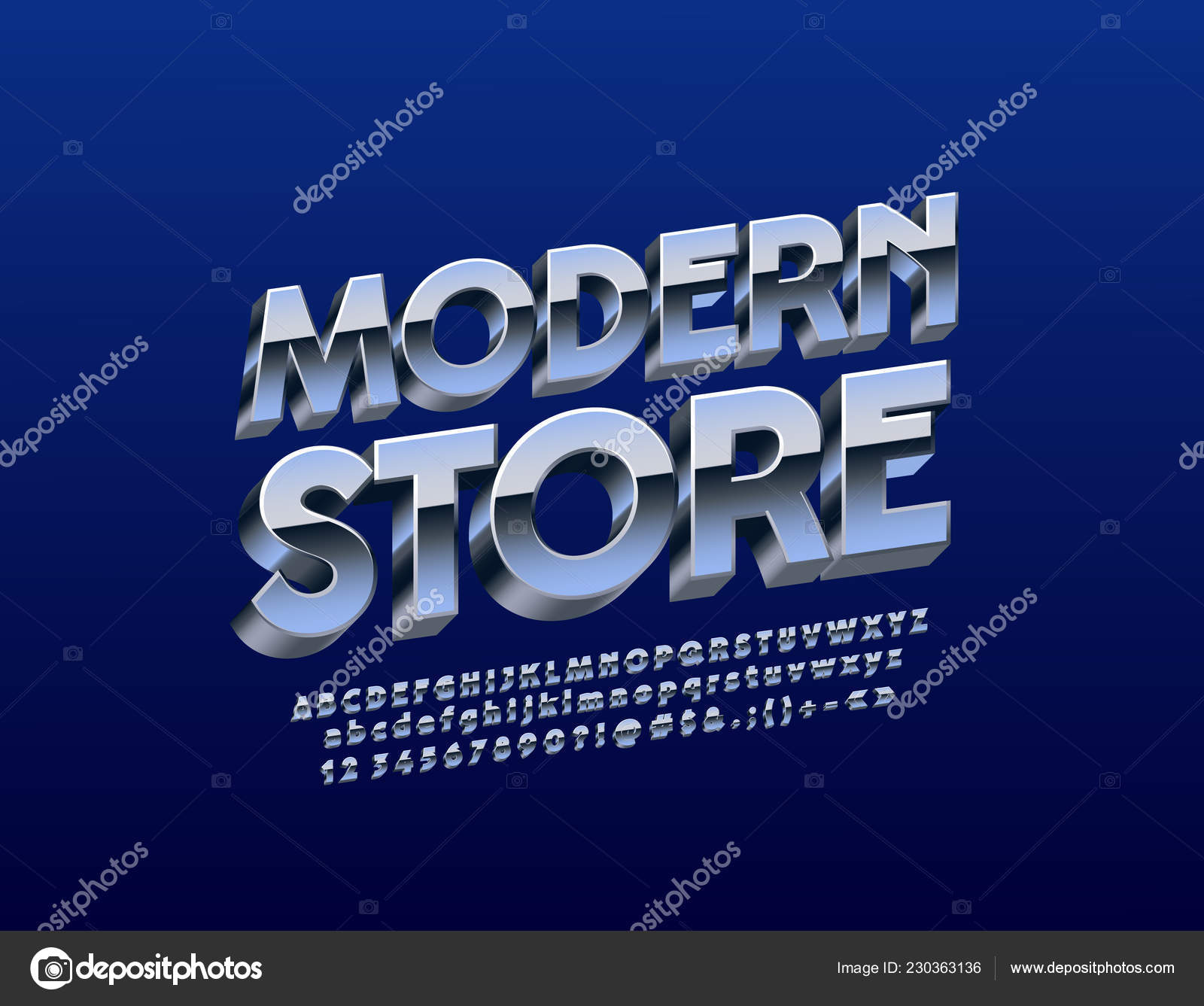 Vector Logo Modern Store Metallic Font Rotated Silver Alphabet Letters ...
