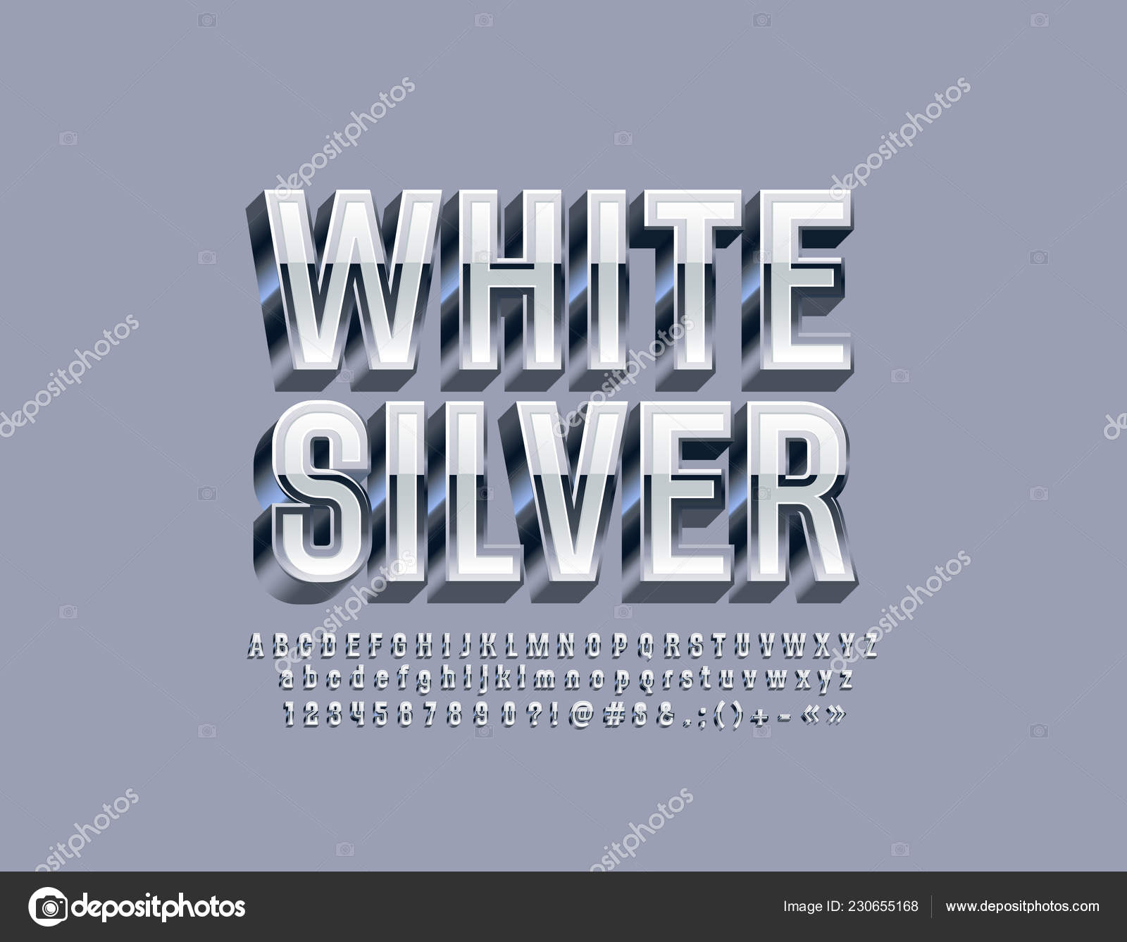 Vector White Silver Font Chic Alphabet Letters Numbers Symbols Stock ...