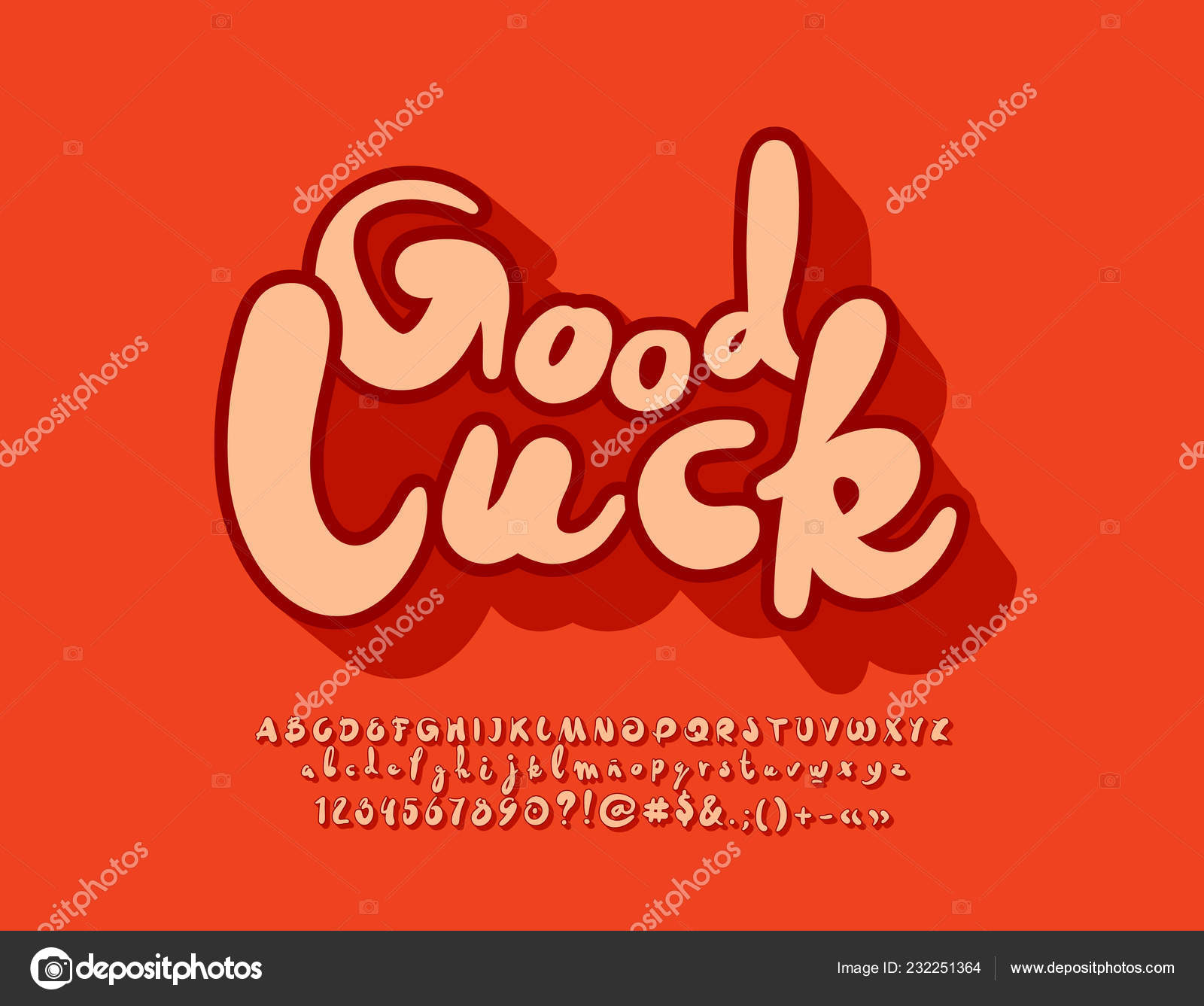 Tarjeta Felicitación Vector Good Luck Con Letras Números Símbolos ...