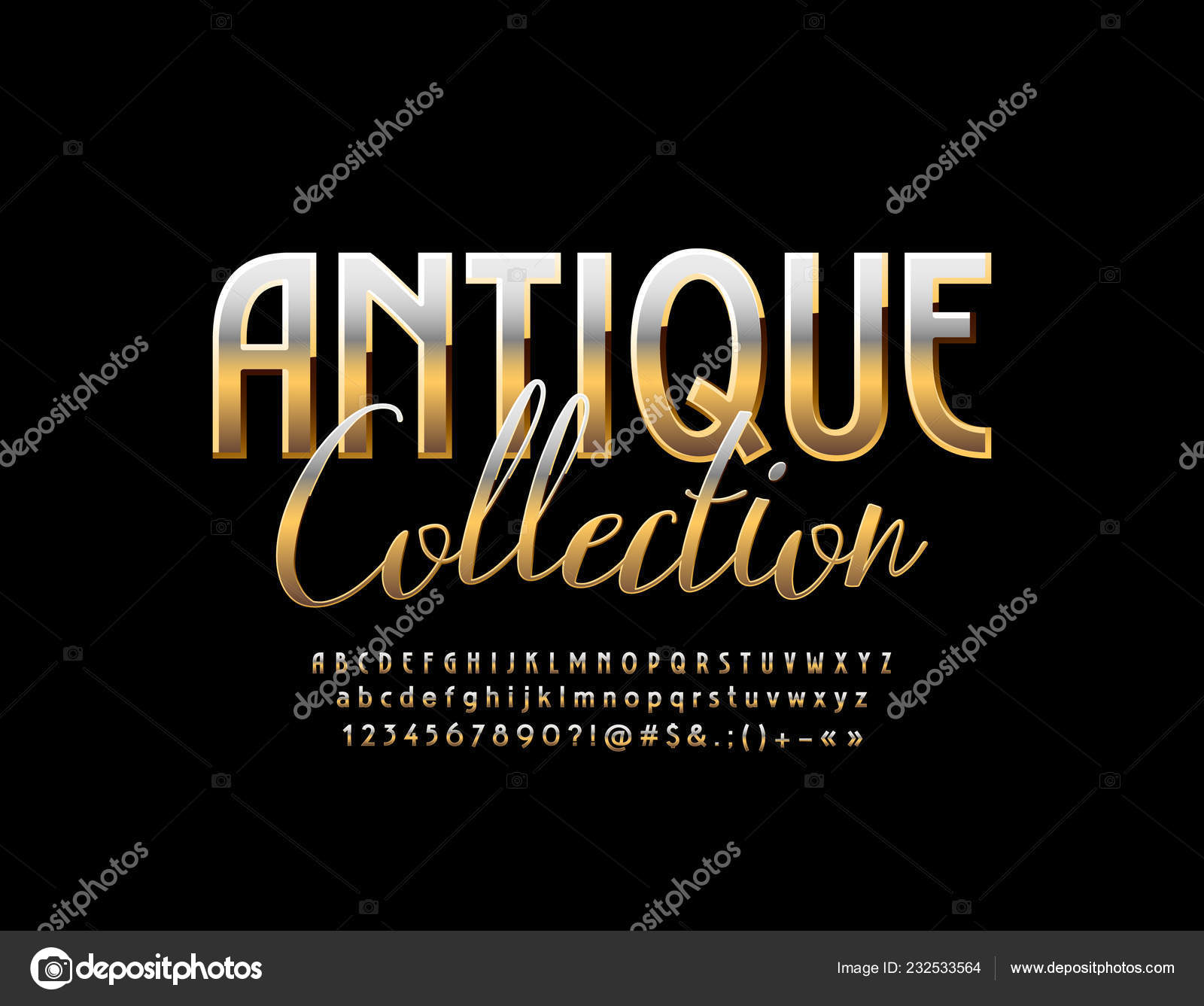 Vector Antique Collection Alphabet Letters Numbers Symbols Vintage ...